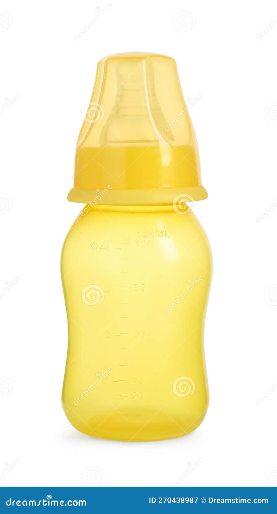 Empty Yellow Feeding Bottle for Infant Formula Isolated on White Stock ...