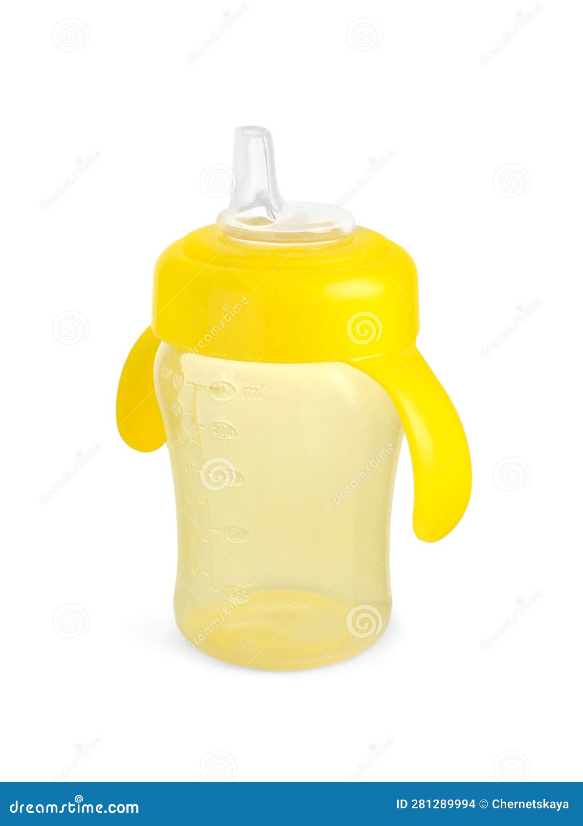 Empty Yellow Feeding Bottle for Infant Formula Isolated on White Stock ...
