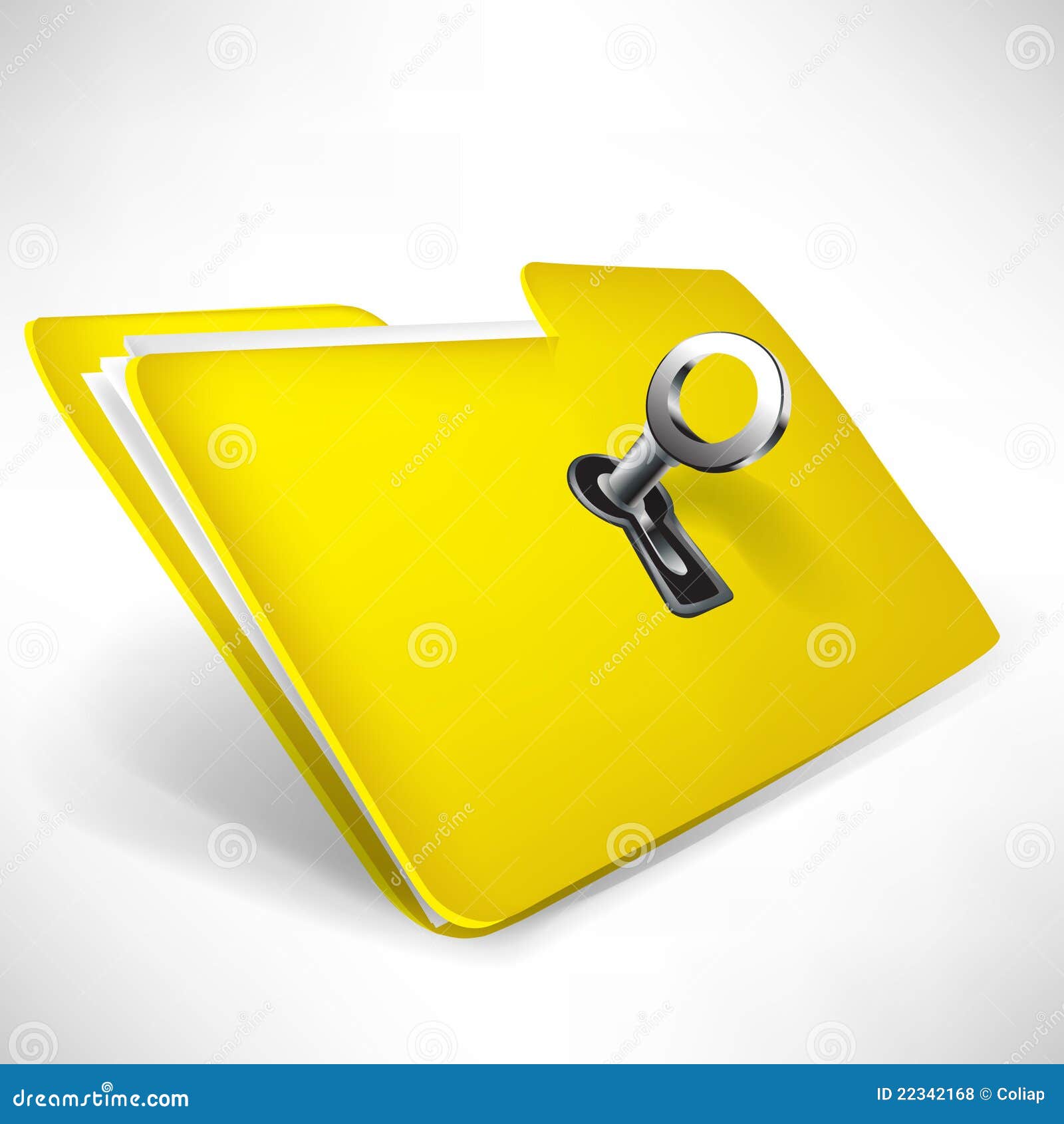 Empty Yellow Folder with Key Stock Vector - Illustration of folder ...