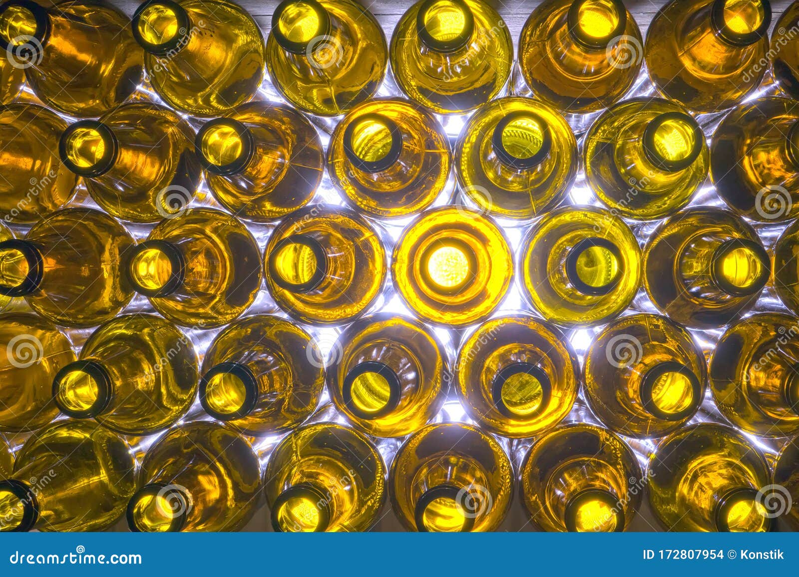 Empty Yellow Glass Beer Bottles Stock Photo - Image of empty, crystal ...