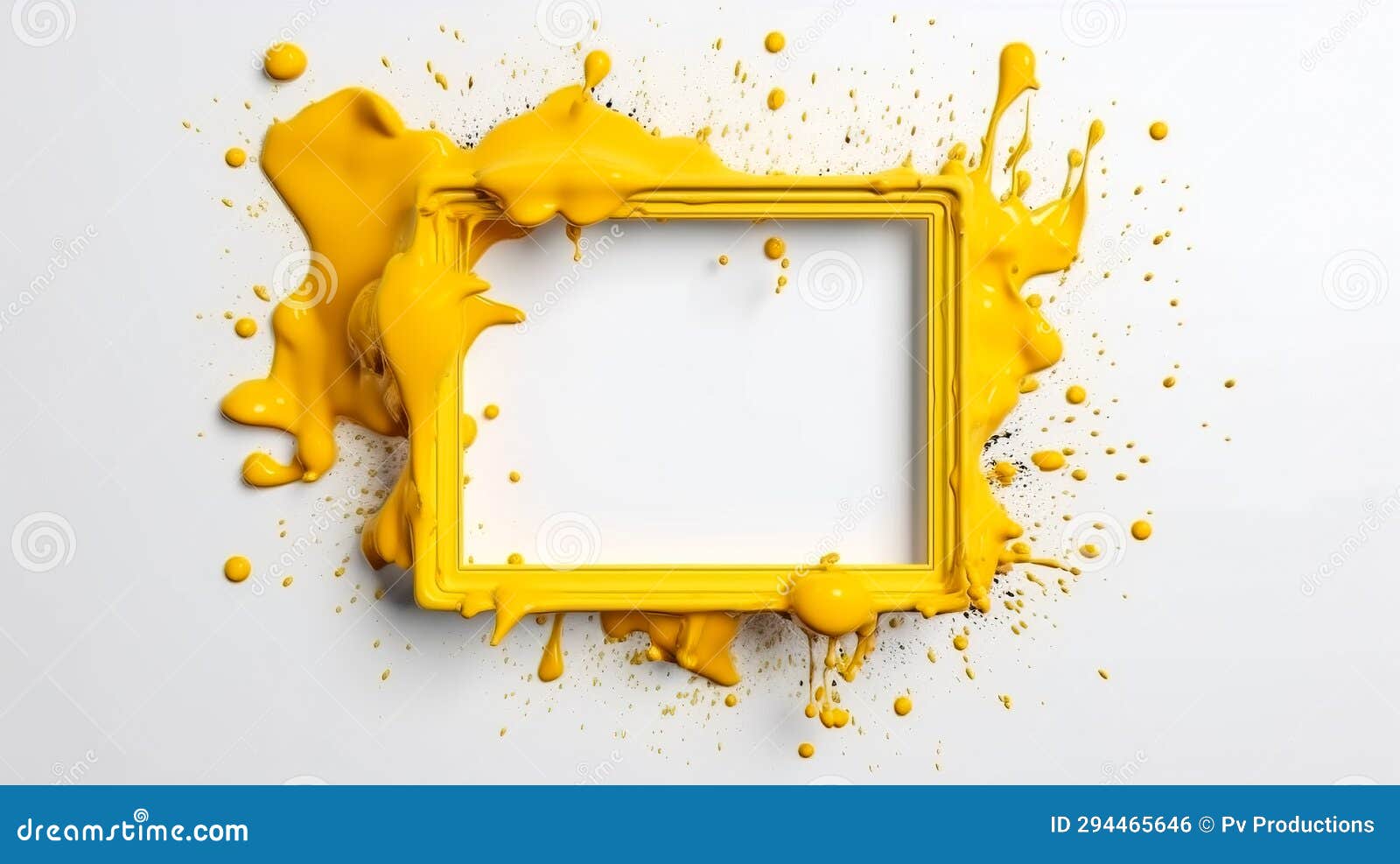 Empty Yellow Picture Frame with Yellow Paint Splash. Stock Photo ...