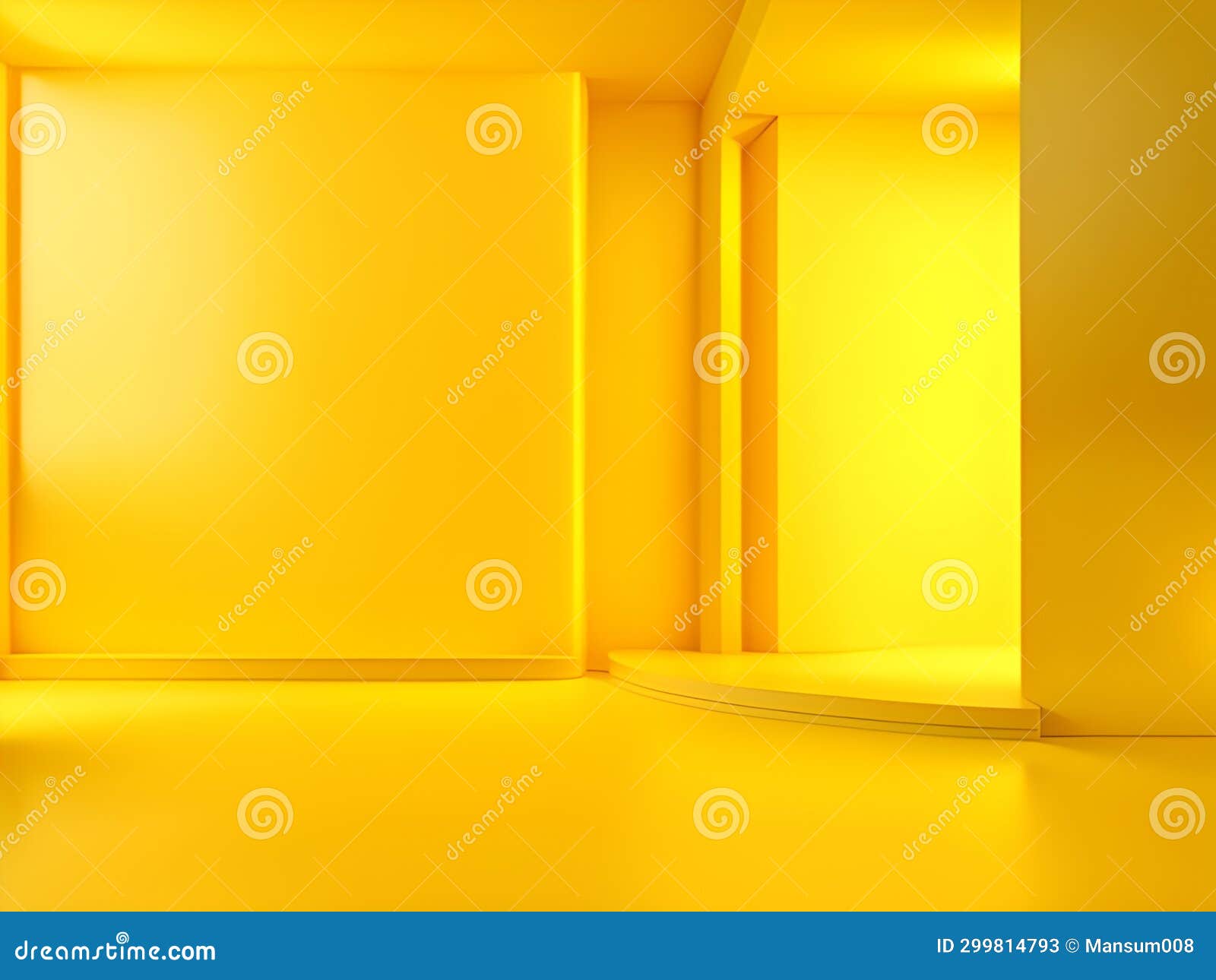 Empty Yellow Room Interior Design with Yellow Wall and Floor. 3d ...