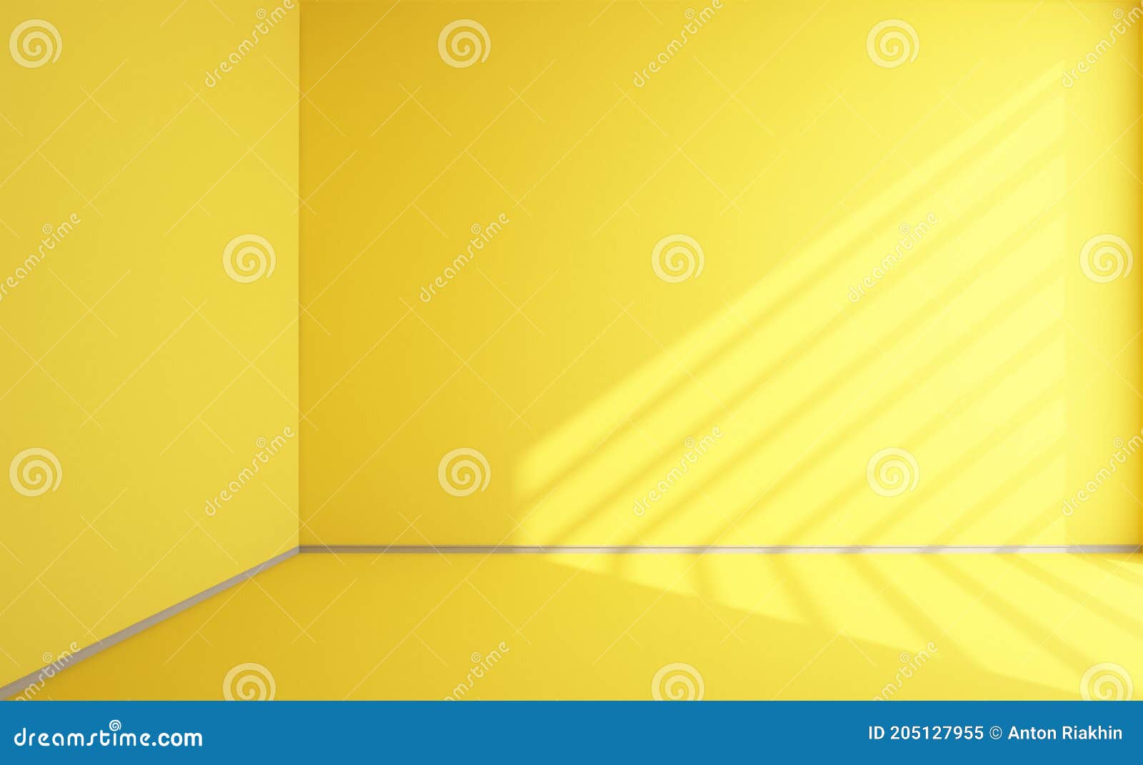 Empty Yellow Room with Light from a Window with Shadows from Blinds ...