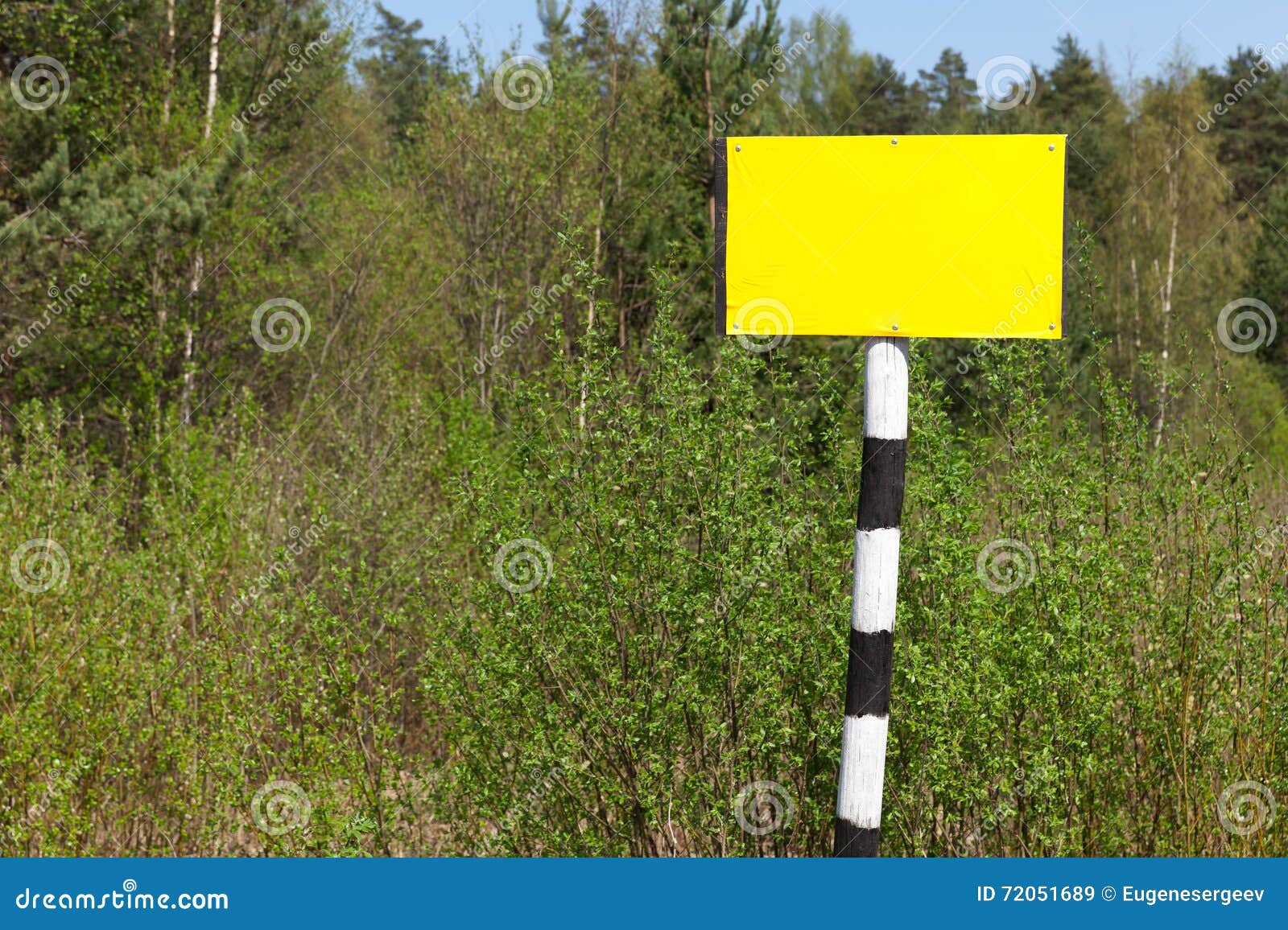 Empty Yellow Sign Board on Striped Post Stock Image - Image of backdrop ...