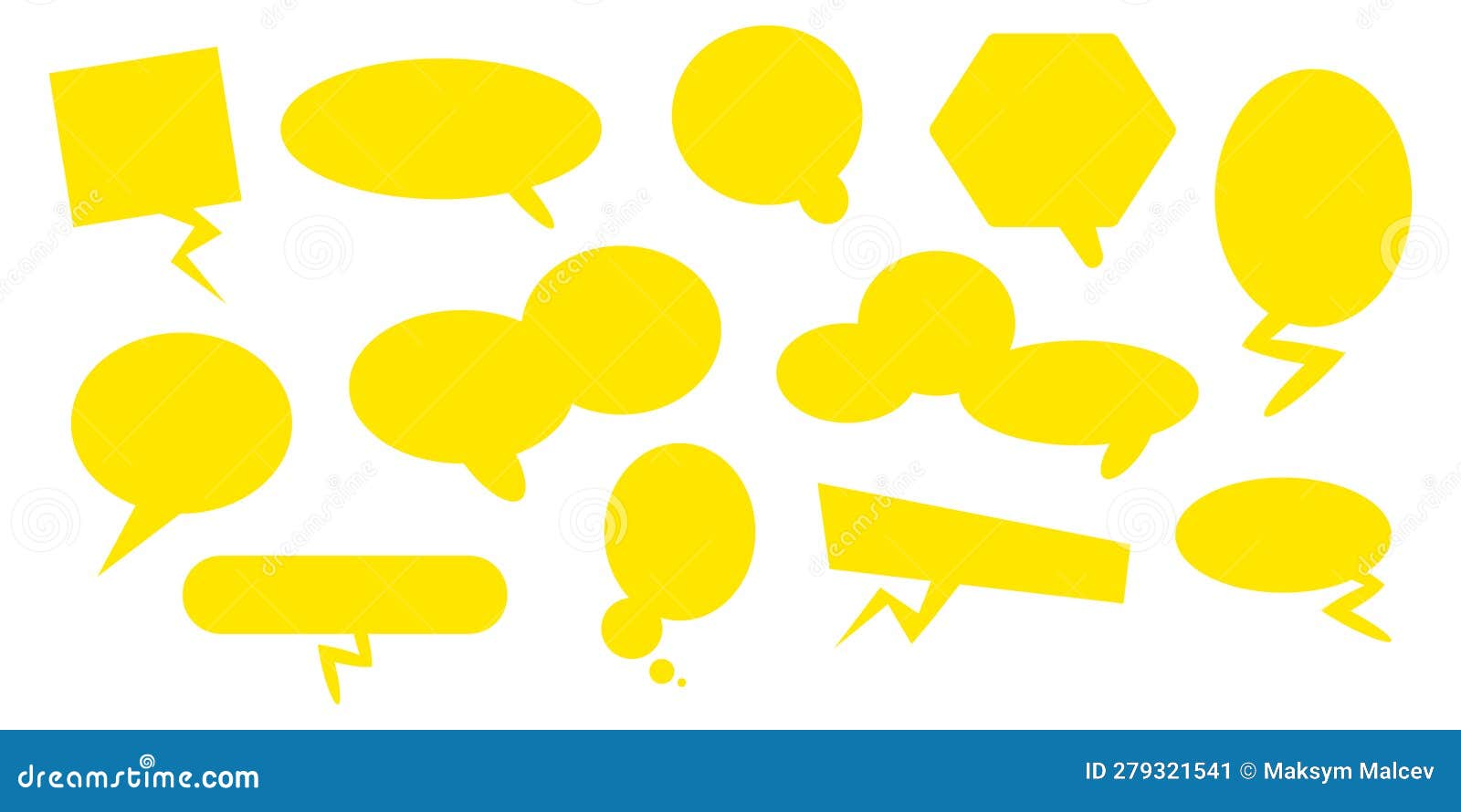 Empty Yellow Speech Bubbles Icon Set for Web and Mobile Apps. Vector ...