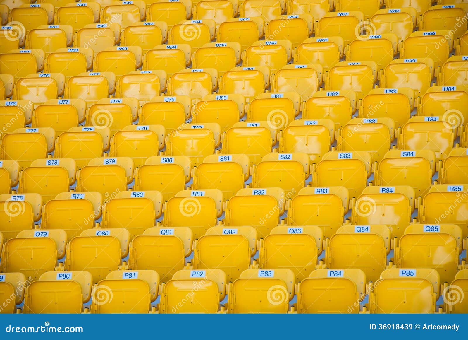 Empty, Yellow Stadium Seats Stock Image - Image of bench, place: 36918439