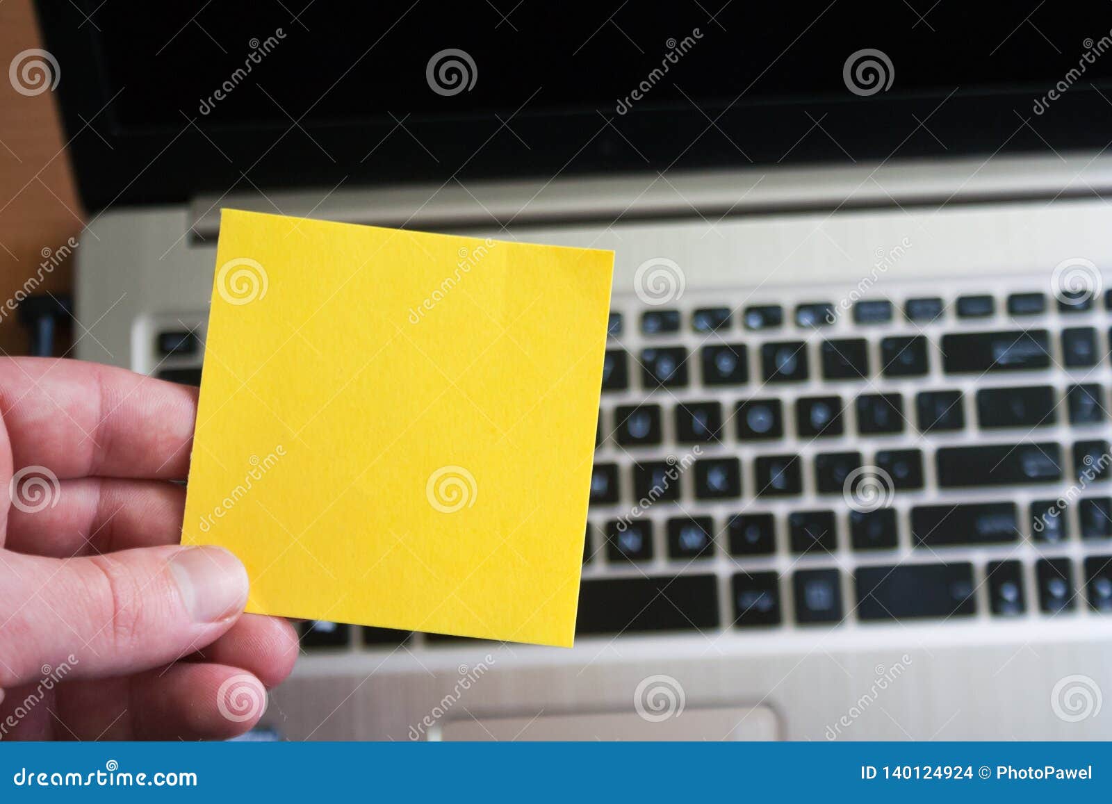 Empty Yellow Sticky Note in Human Fingers. Stock Photo - Image of blank ...