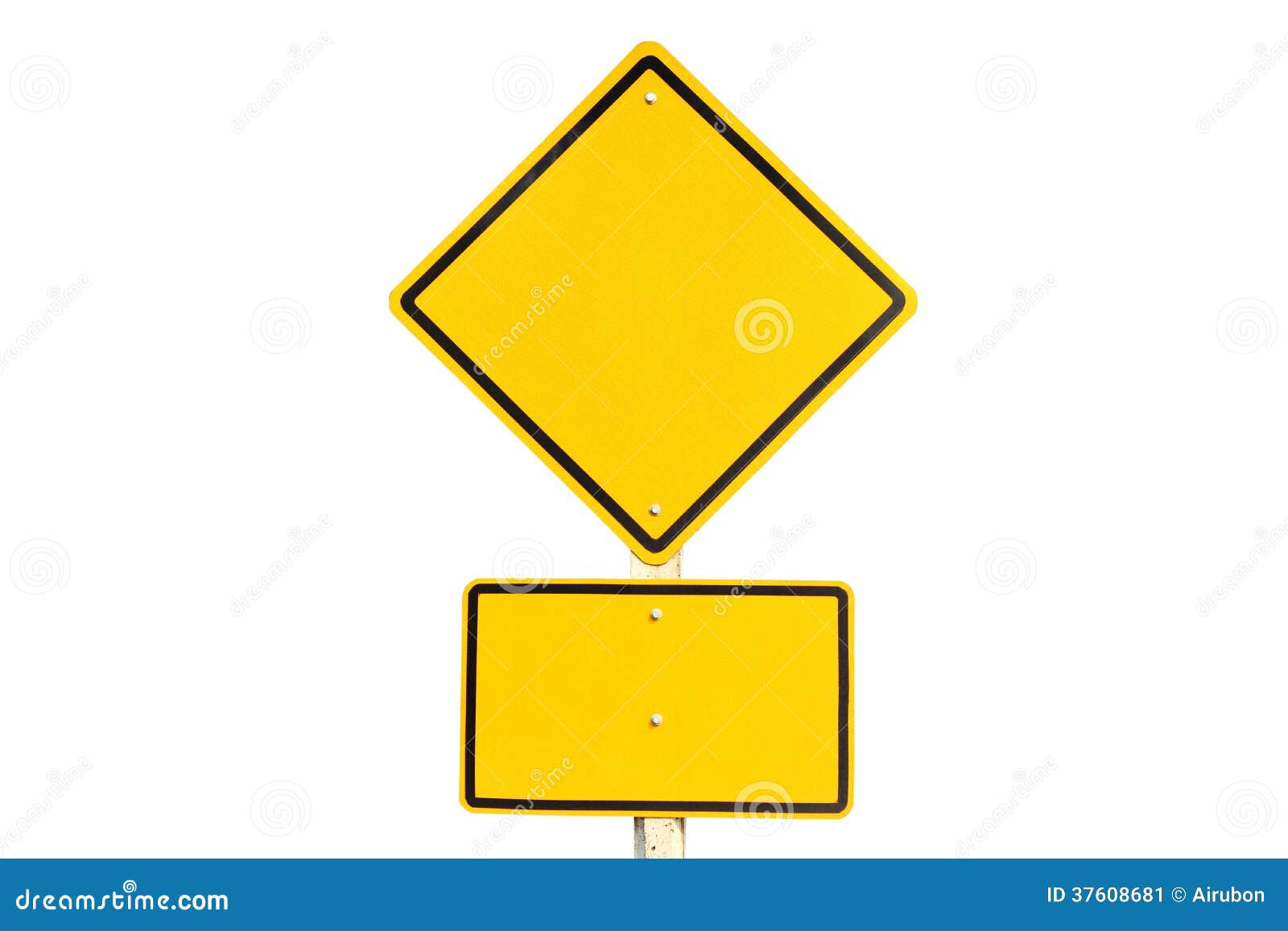 Empty Yellow Traffic Road Sign Stock Image - Image of pole, object ...
