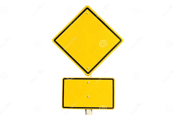 Empty Yellow Traffic Road Sign Stock Image - Image of pole, object ...