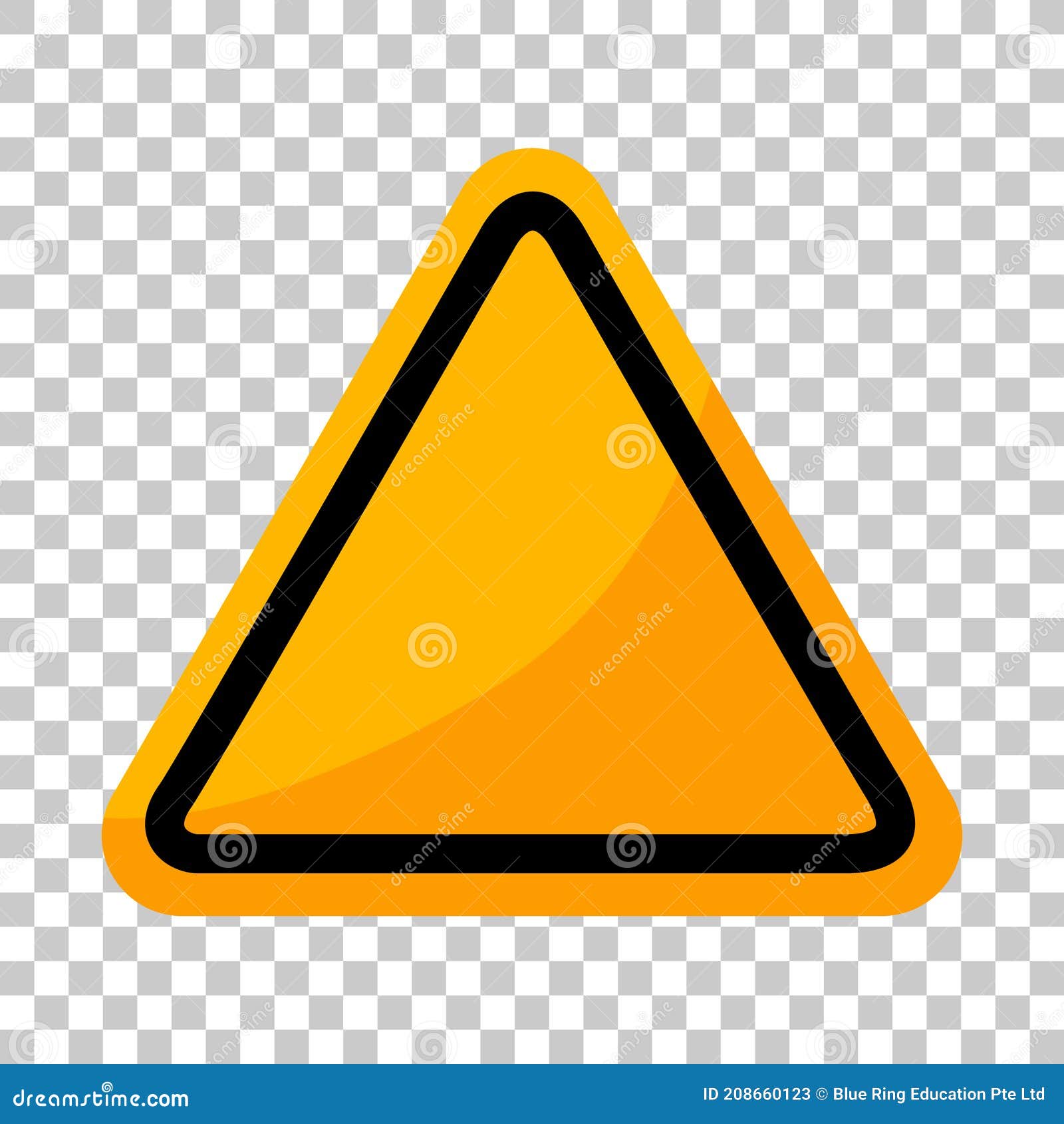 Empty Yellow Traffic Sign on Transparent Background Stock Vector ...