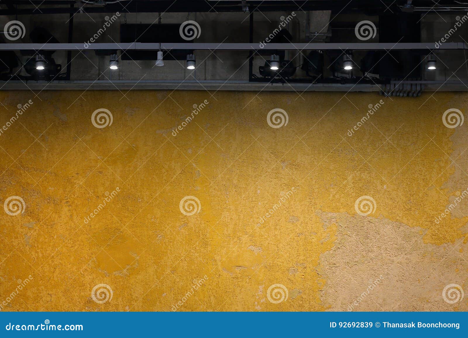 Empty Yellow Wall with Light for Exhibition Room Stock Image - Image of ...