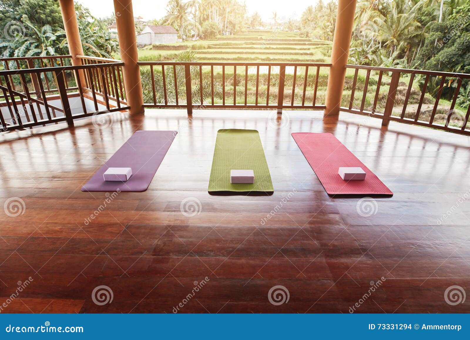 Empty Yoga Studio with Colorful Mat Stock Photo - Image of clean ...