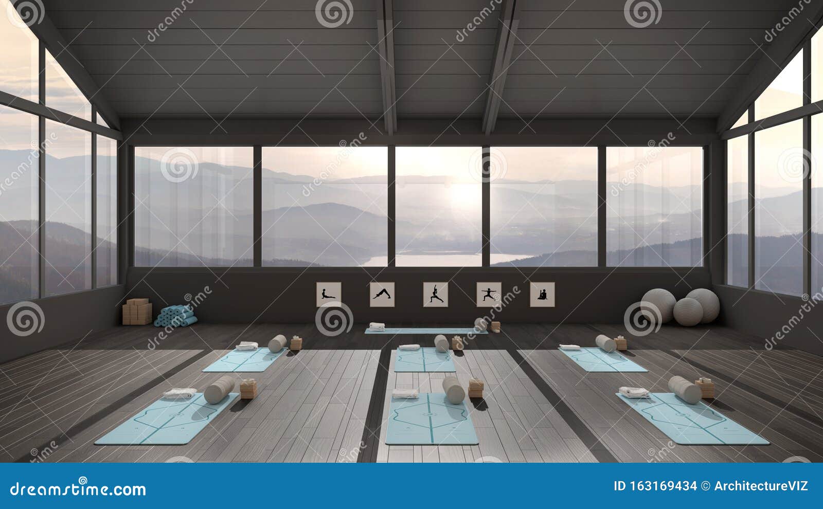 Empty Yoga Studio Interior Design Architecture, Minimal Open Space ...