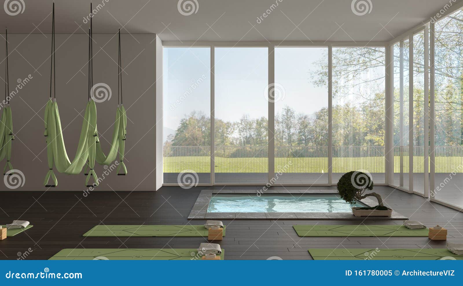 Empty Yoga Studio Interior Design, Minimal Open Space with Mats ...