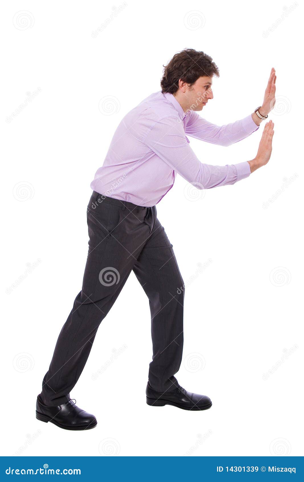 Empujar la pared imagen de archivo. Imagen de empresario - 14301339