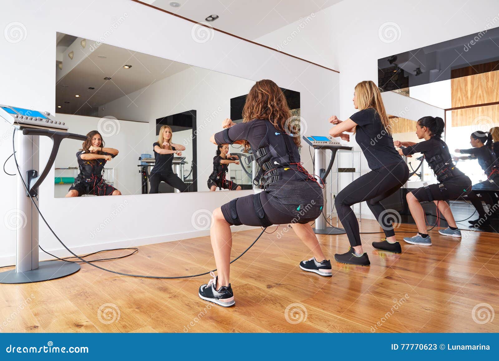 EMS Electro Stimulation Women Exercises Stock Image - Image of passive ...