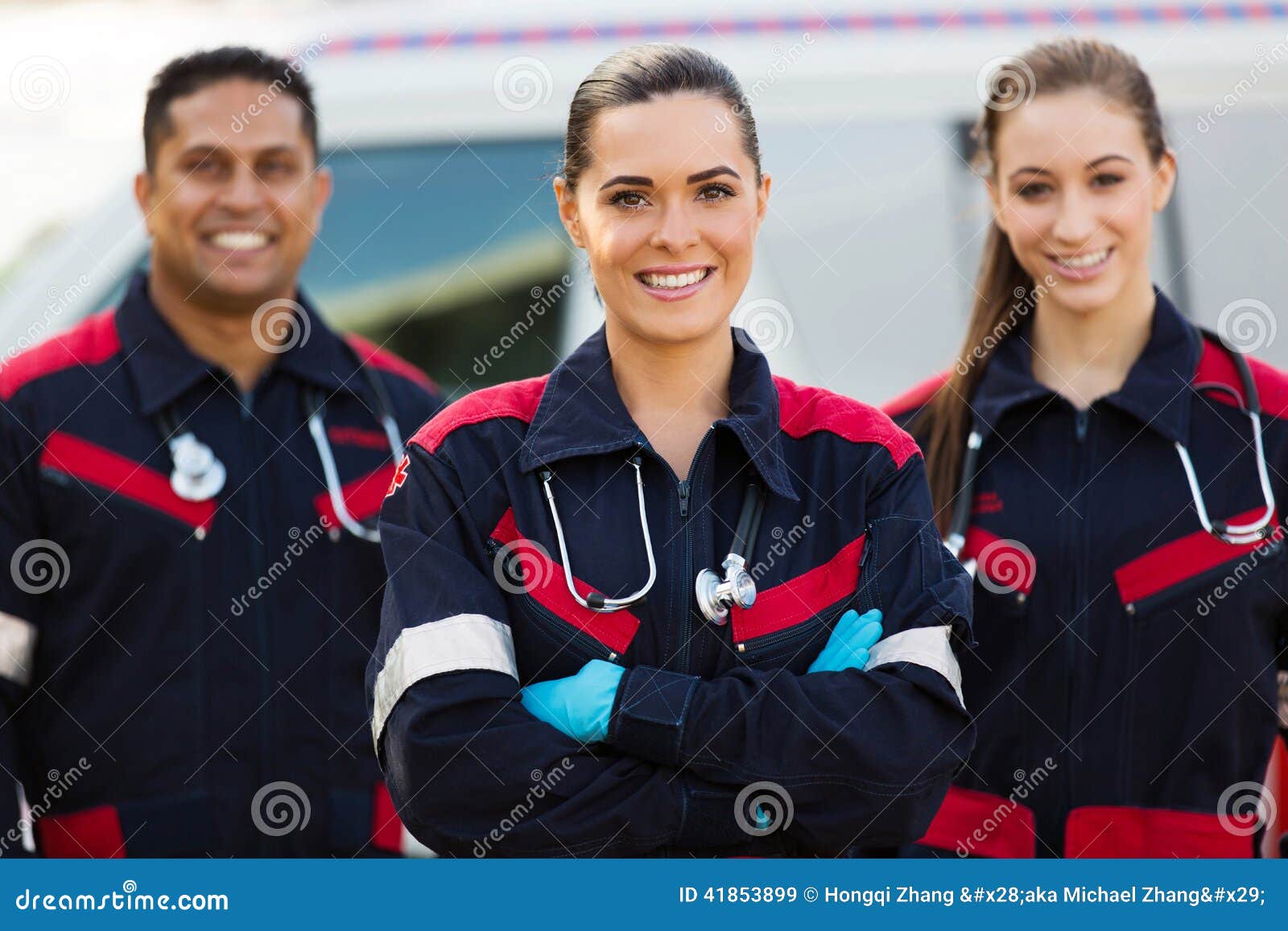 EMT and colleagues stock image. Image of confident, healthcare - 41853899