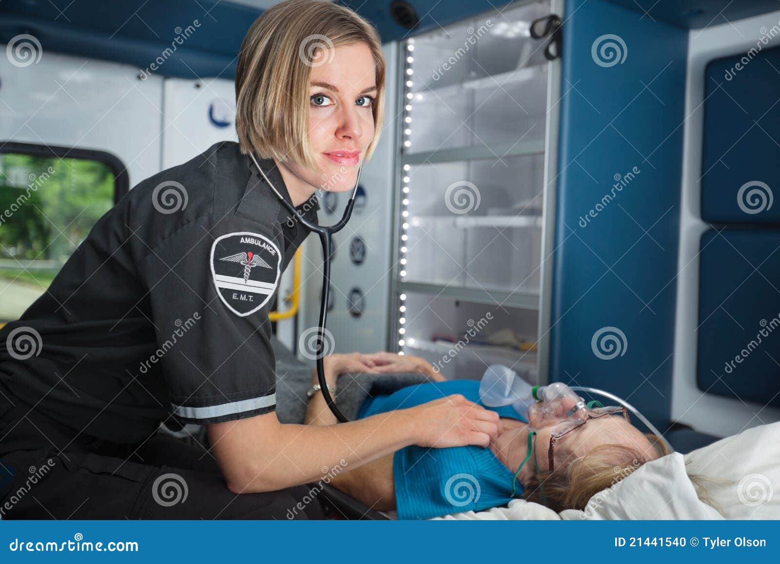EMT Portrait in Ambulance stock photo. Image of ambulance - 21441540