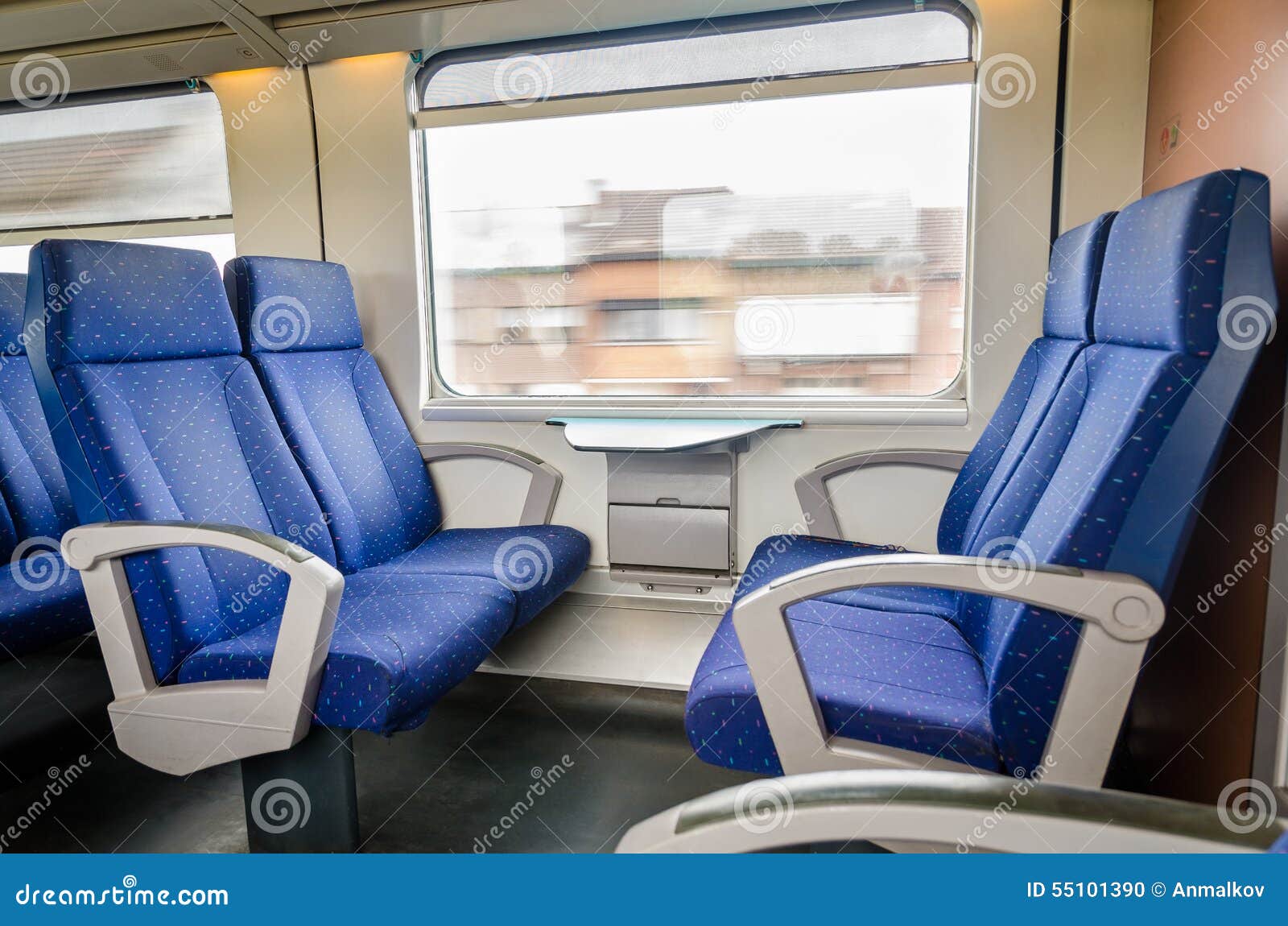 Emtpy Interior Of The Train For Long And Short Distance In Europe. A ...
