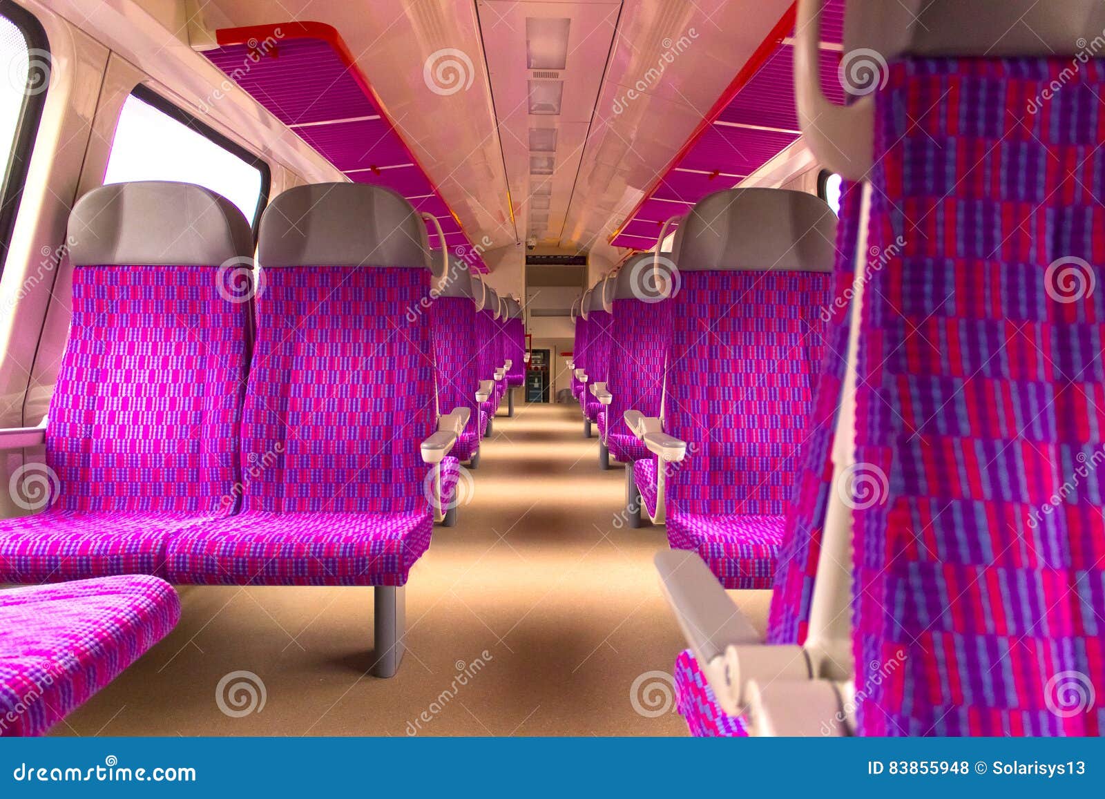 Emtpy Interior Of The Train For Long And Short Distance In Europe. A ...