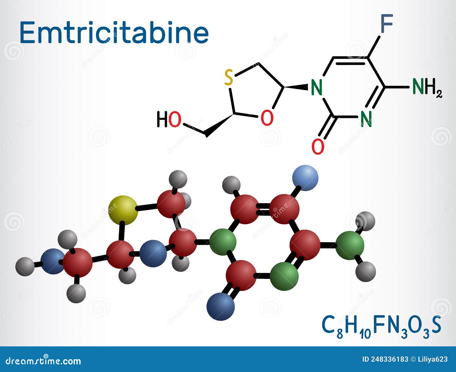 Emtricitabine, FTC Molecule. it is Nucleoside Reverse Transcriptase ...