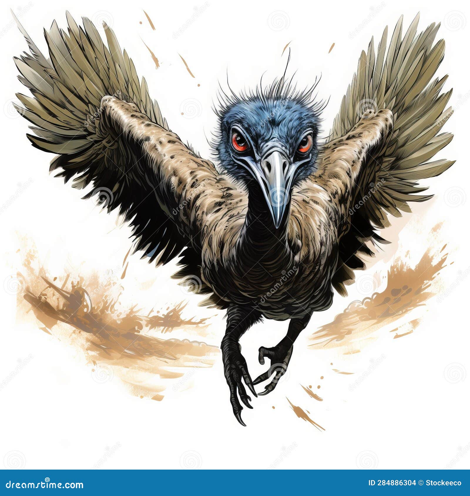 Emu in Flight: a Comic Book Style Illustration by Travis Charest Stock ...