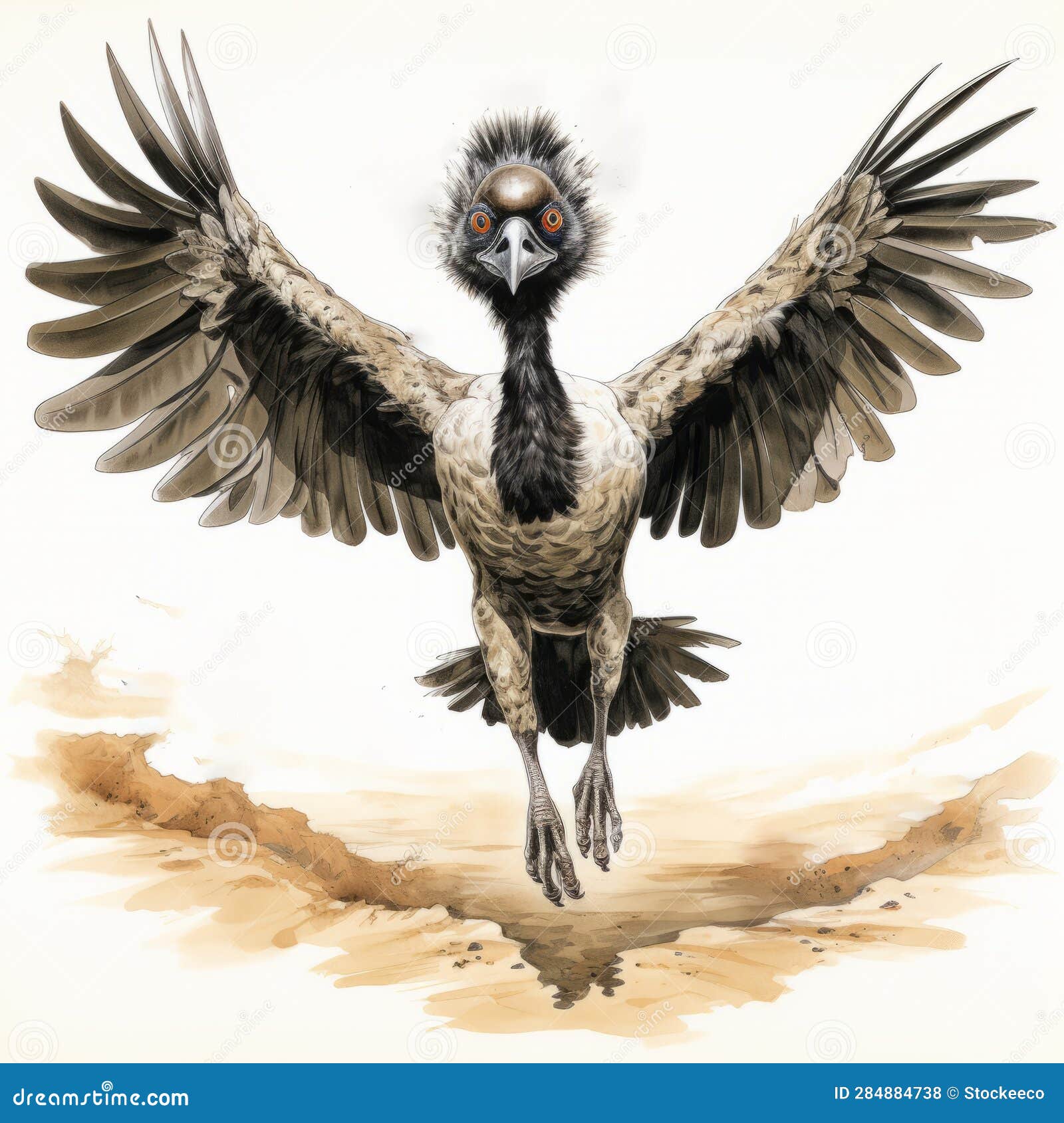 Emu in Flight: Comic Book Style Art by Travis Charest Stock ...