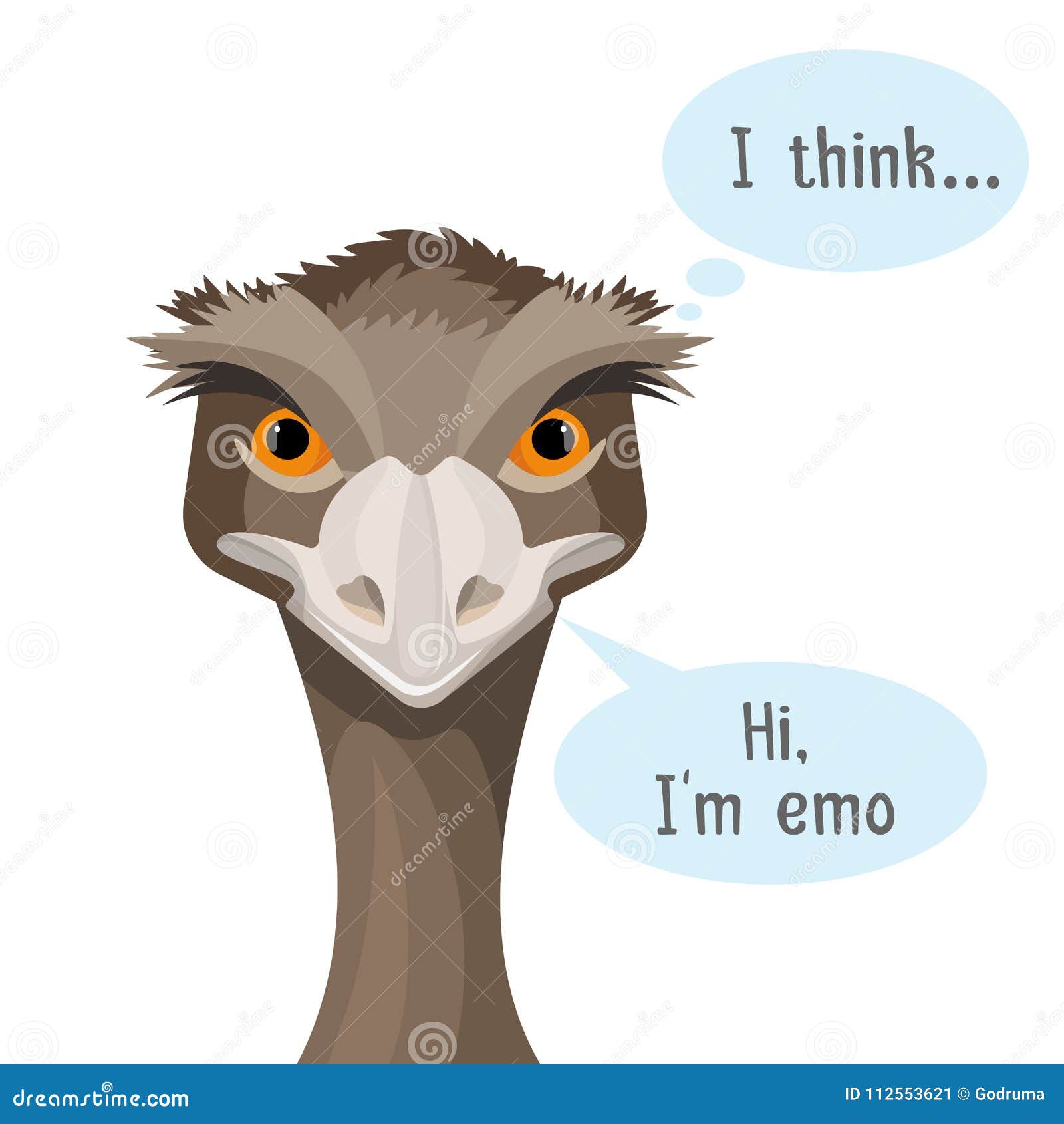Emu Isolated On White Background With Speech Bubbles Cartoon Vector ...