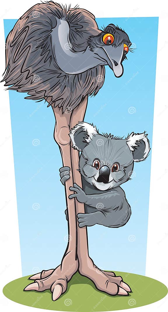 Emu and Koala stock illustration. Illustration of koala - 90953603