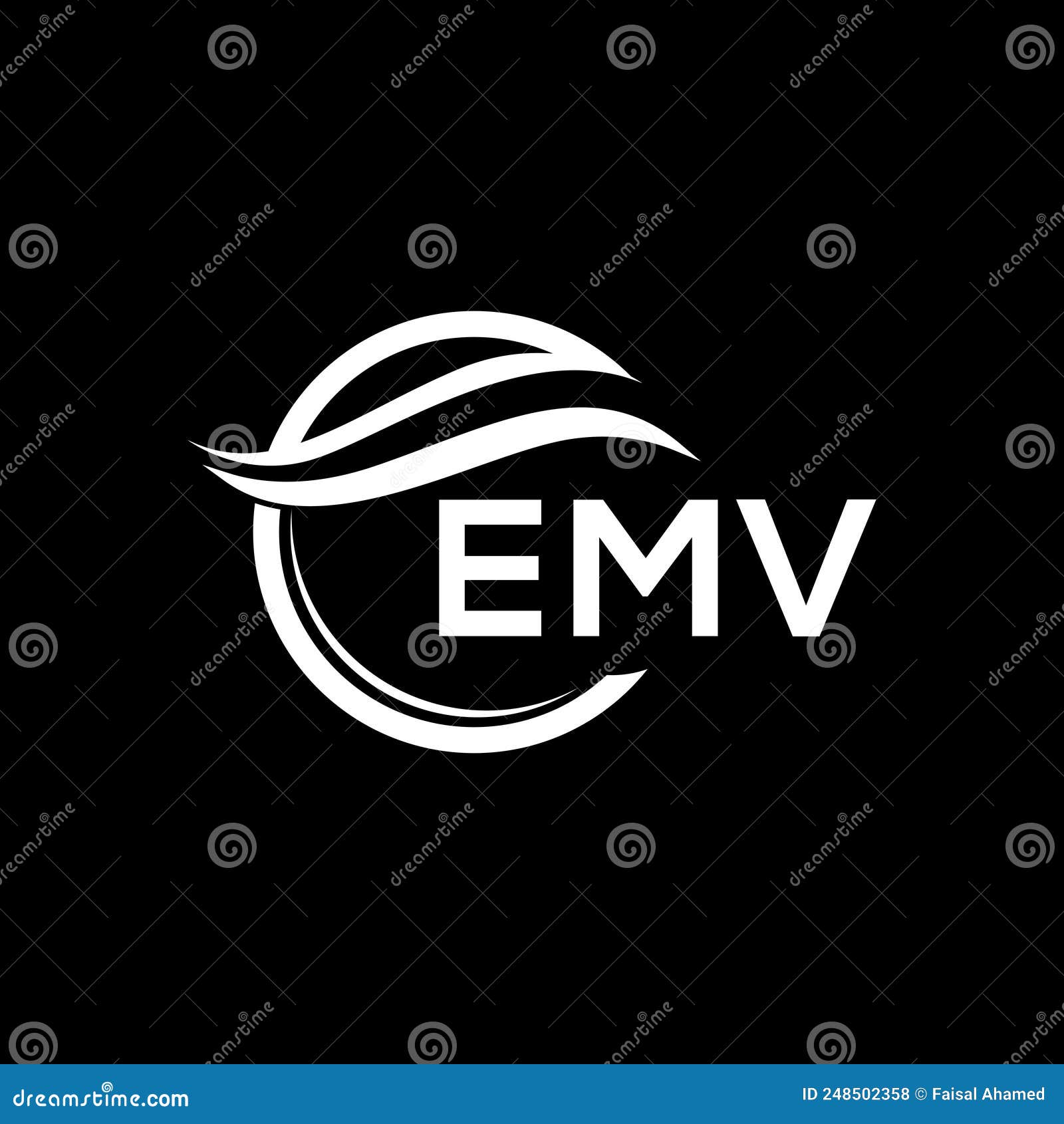 EMV Letter Logo Design on Black Background. EMV Creative Circle Letter ...