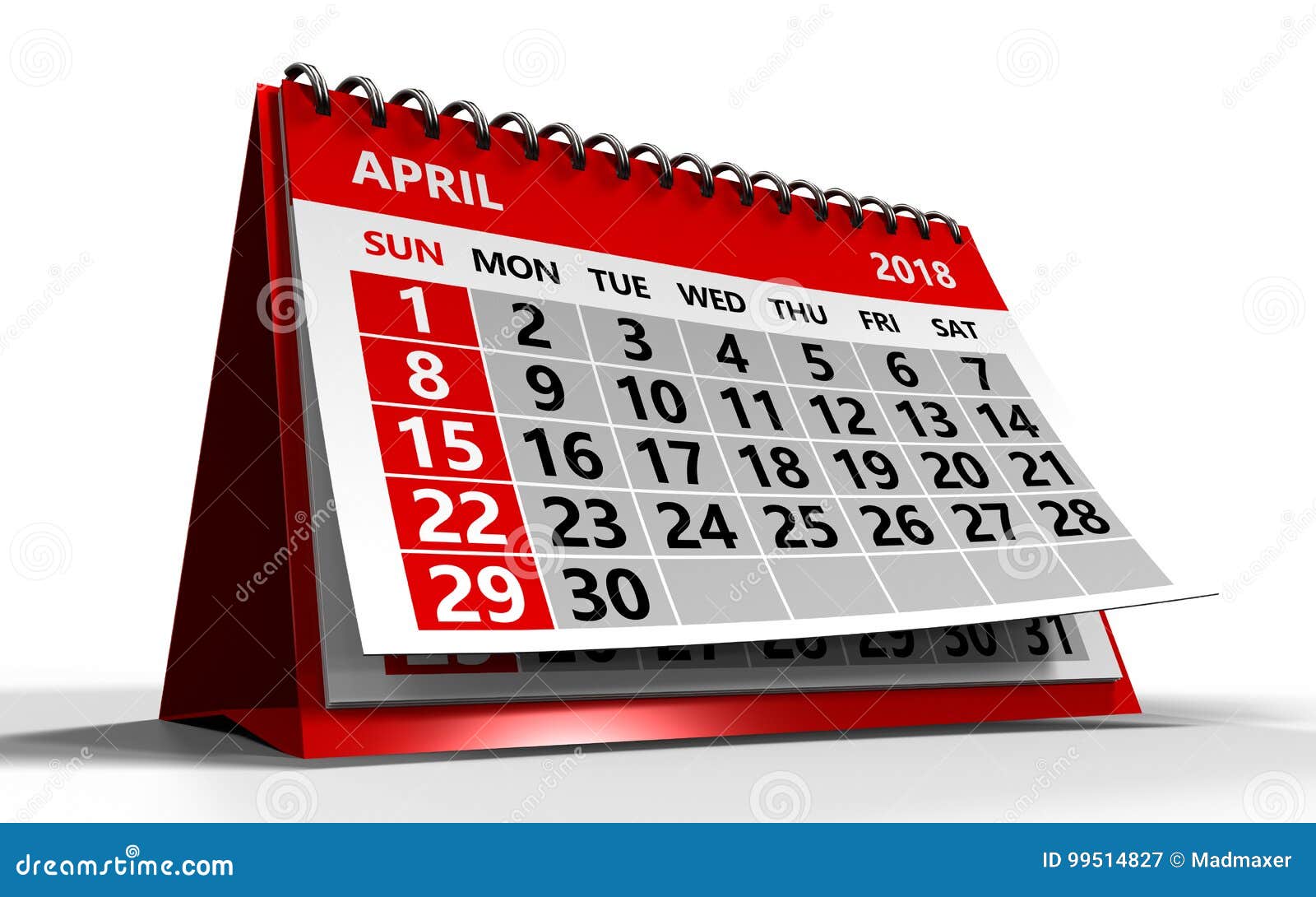 En Abril De 2018 Calendario Stock de ilustración - Ilustración de abril ...