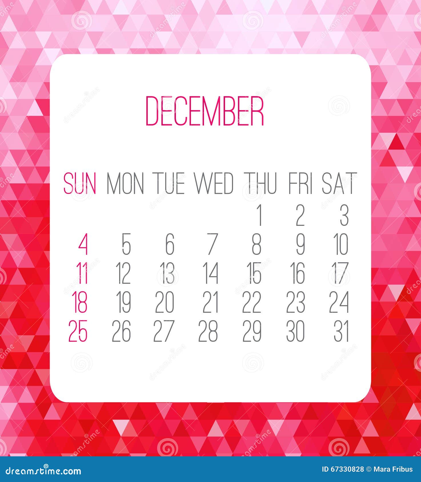 En Diciembre De 2016 Calendario Mensual Ilustración del Vector ...