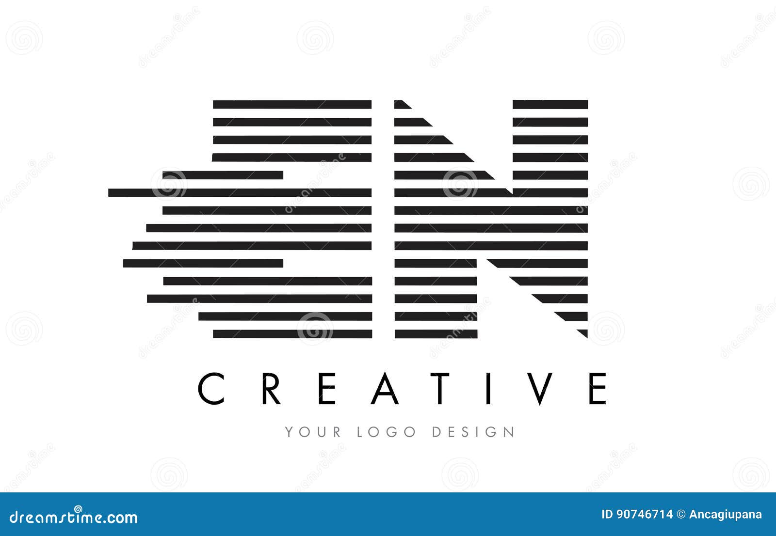 EN E N Zebra Letter Logo Design with Black and White Stripes Stock ...