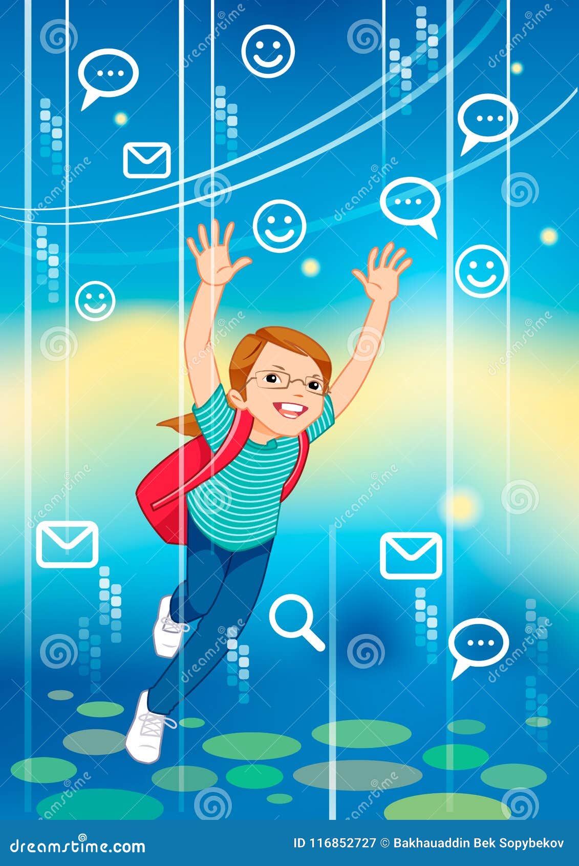 En el mundo de Internet ilustración del vector. Ilustración de lectura ...