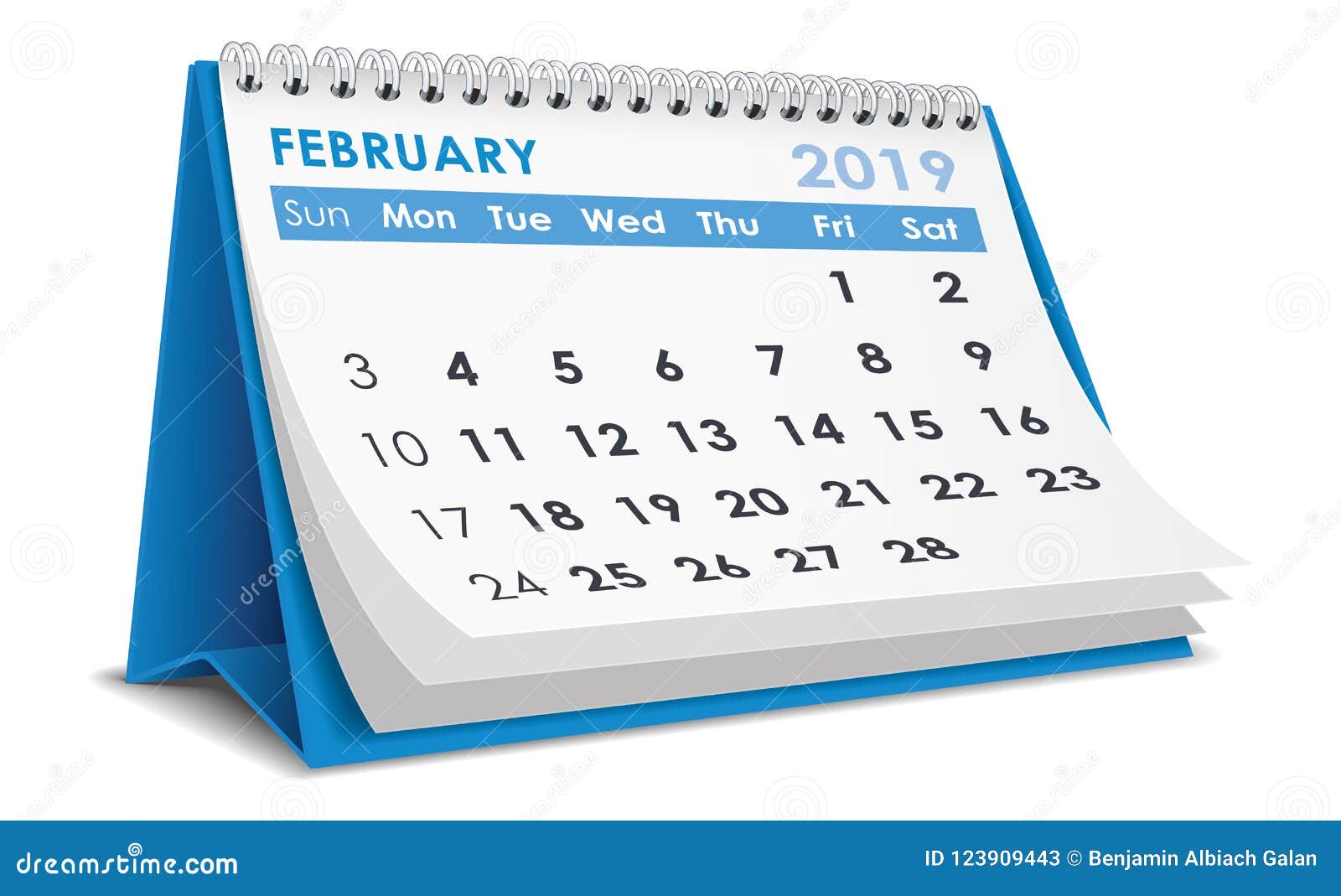 En Febrero De 2019 Calendario Ilustración del Vector - Ilustración de ...