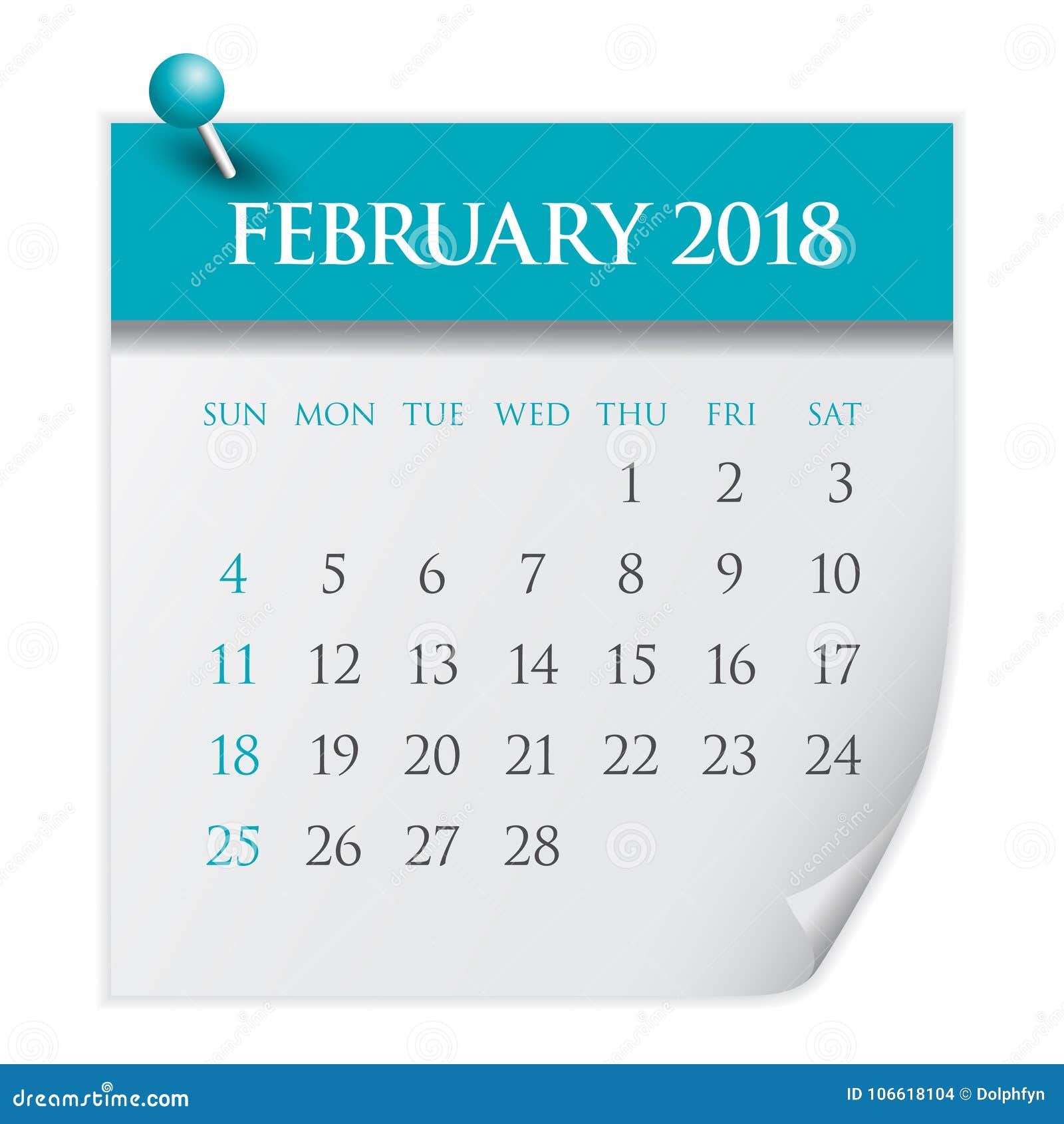 En Febrero De 2018 Ejemplo Del Vector Del Calendario Ilustración del ...