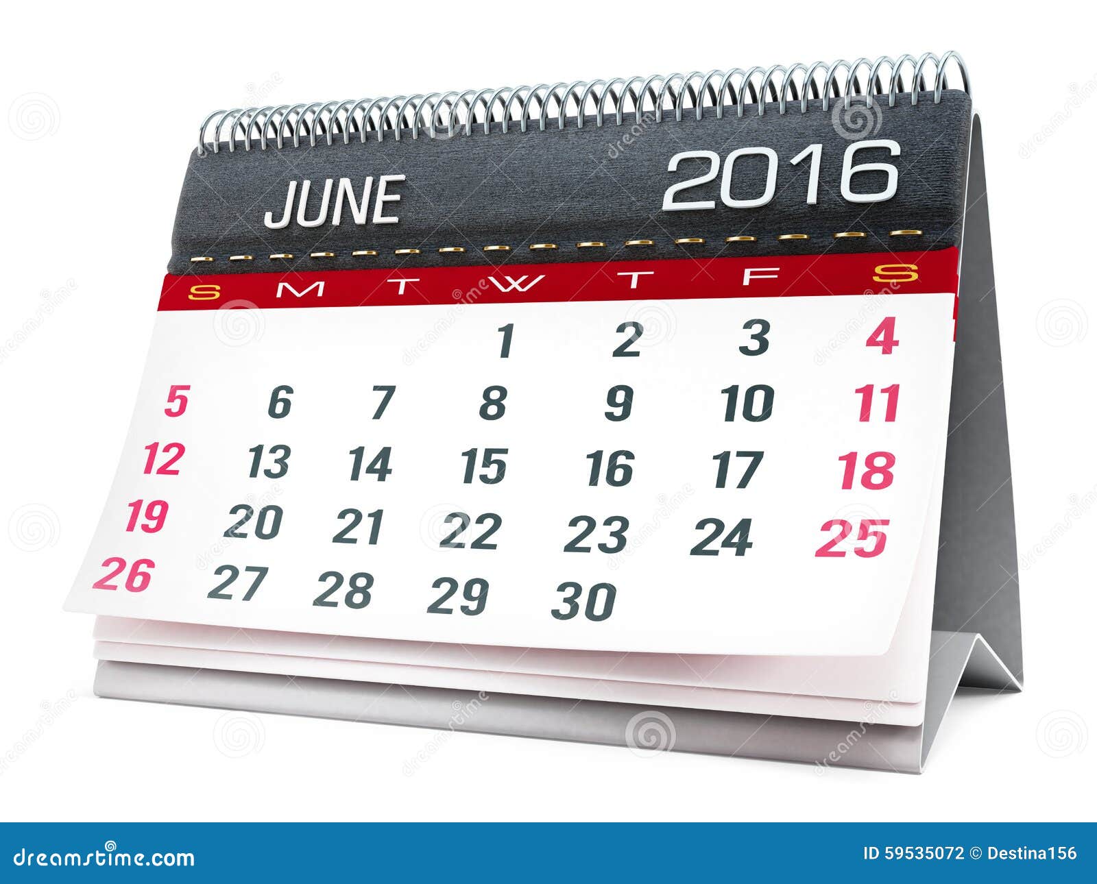 En Junio De 2016 Calendario De Escritorio Stock de ilustración ...