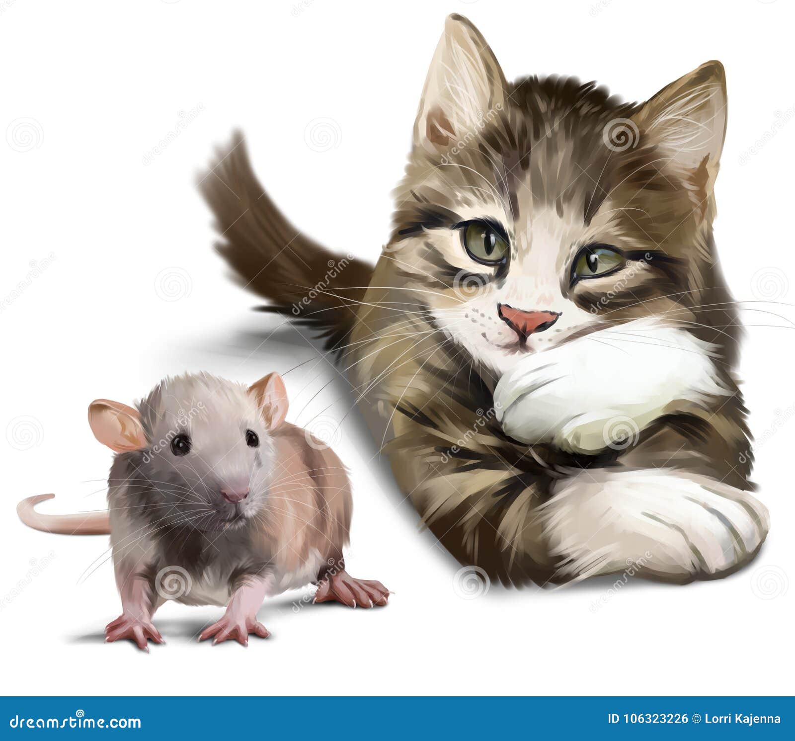 En katt och en mus stock illustrationer. Illustration av sittande ...