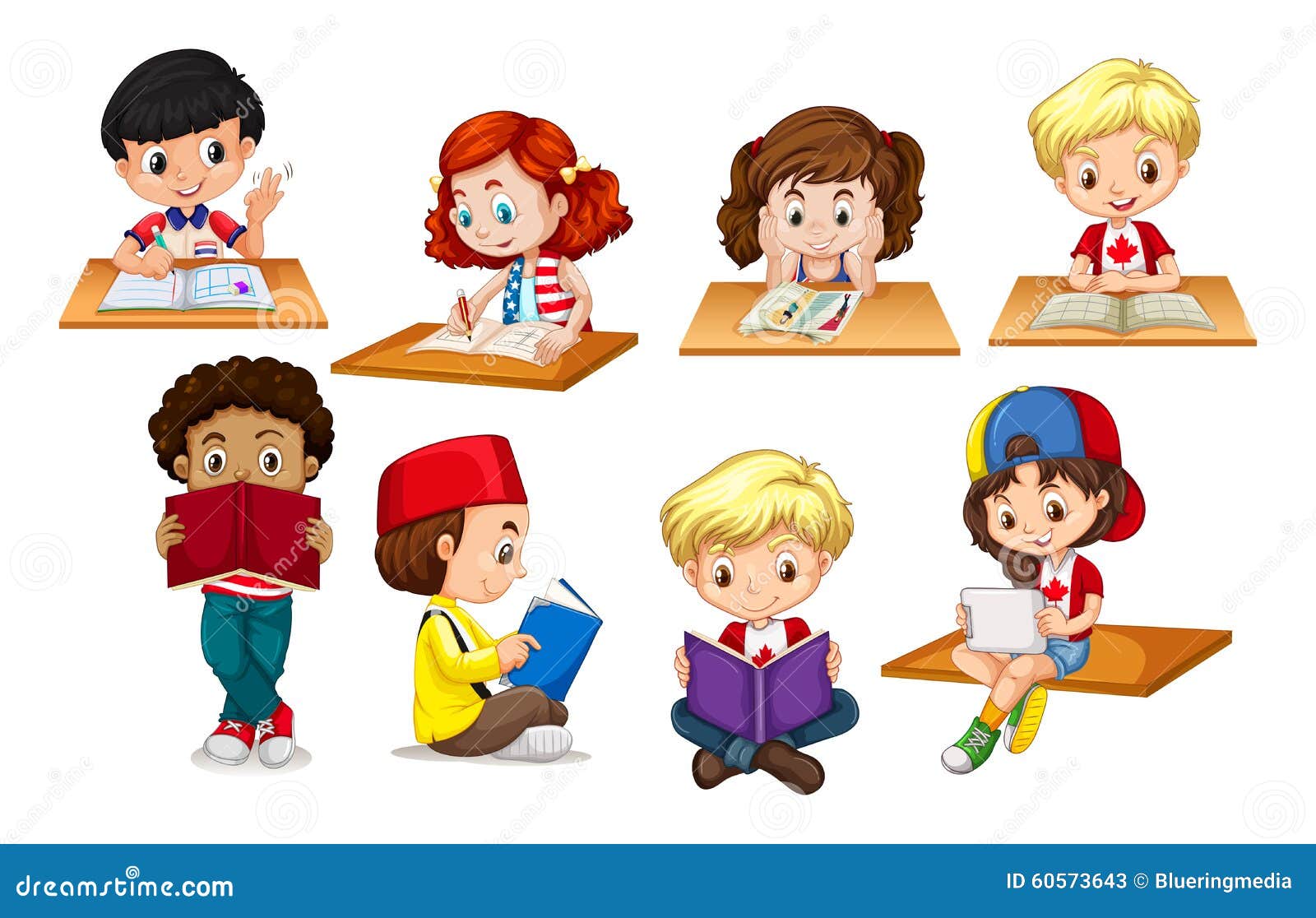 En Kinderen Die Lezen Schrijven Stock Illustratie - Illustration of ...