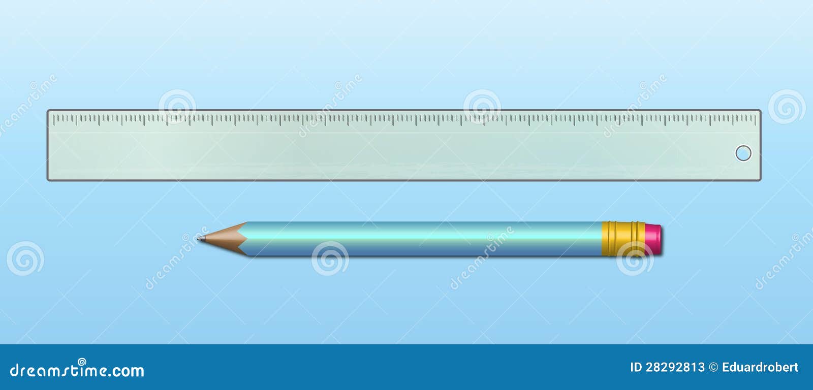 En linjal och en rita stock illustrationer. Illustration av radergummi ...