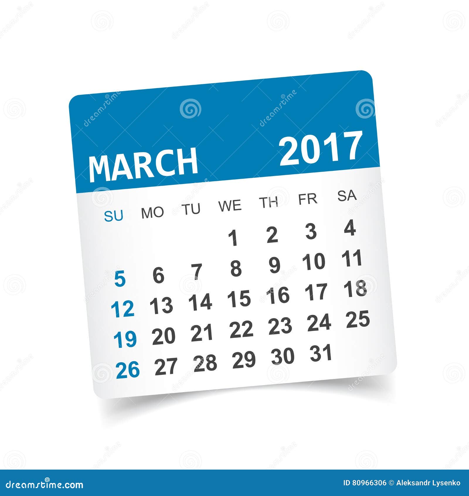 En Marzo De 2017 Calendario Ilustración del Vector - Ilustración de ...