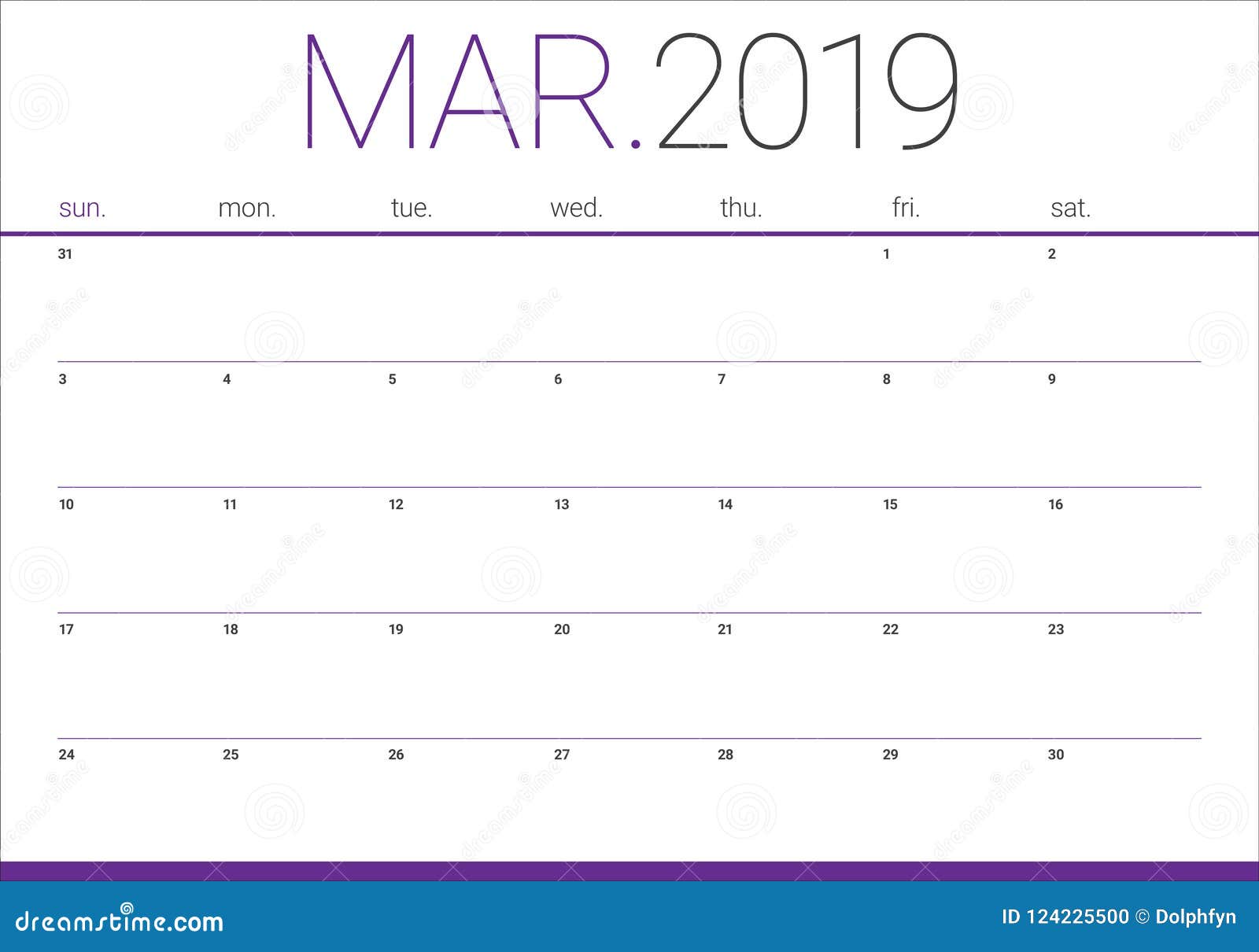 En Marzo De 2019 Ejemplo Del Vector Del Calendario De Escritorio ...