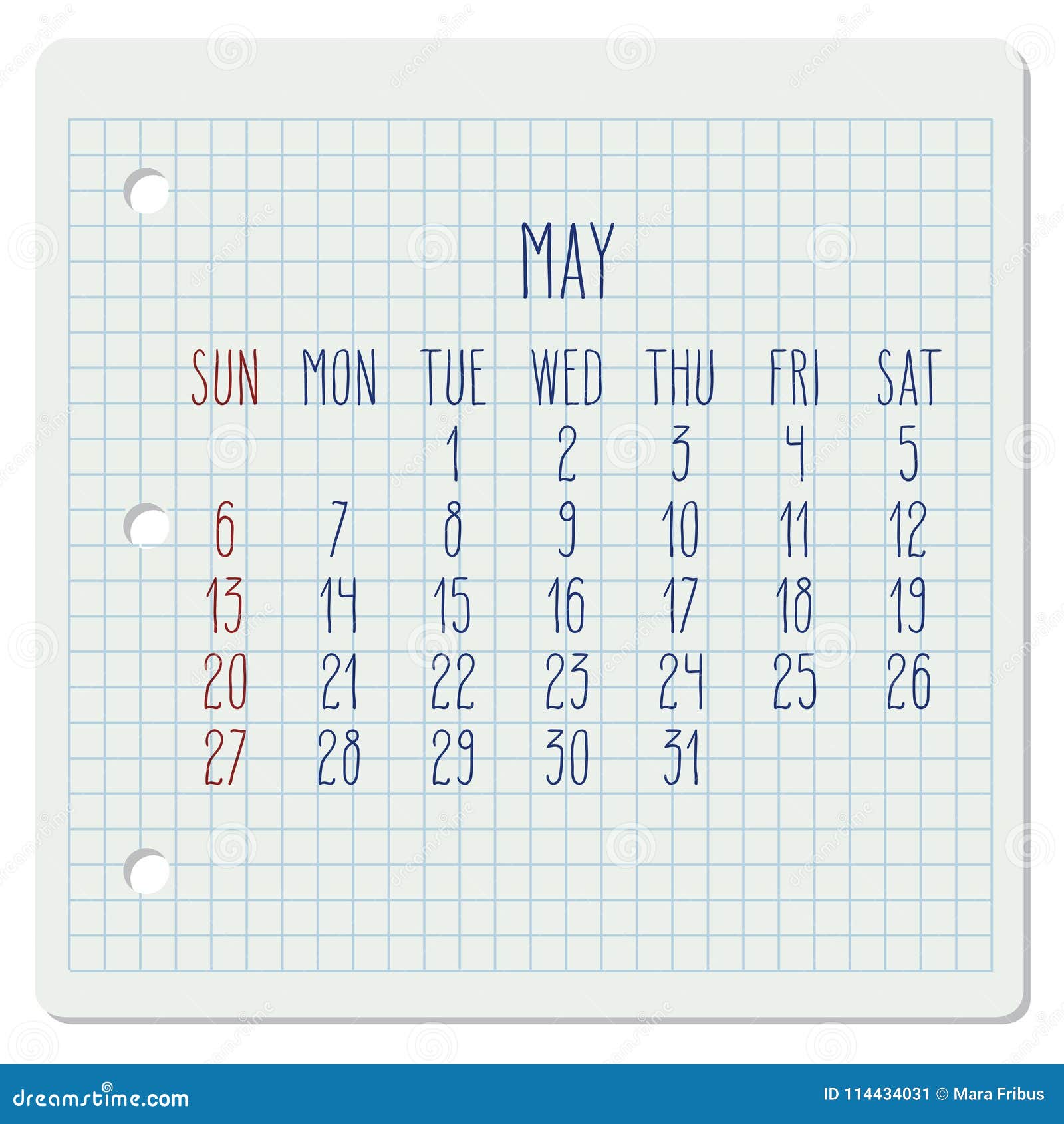 En mayo de 2018 calendario ilustración del vector. Ilustración de ...