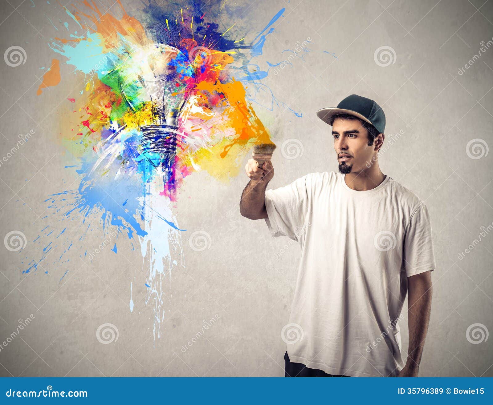 En Mens Die Schilderen Trekken Stock Afbeelding - Image of positief ...