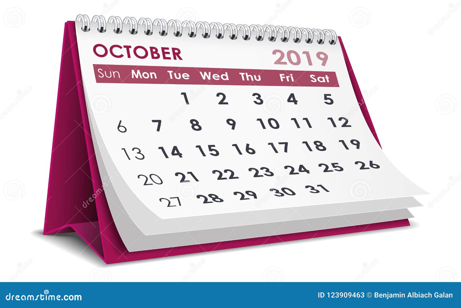 En Octubre De 2019 Calendario Ilustración del Vector - Ilustración de ...