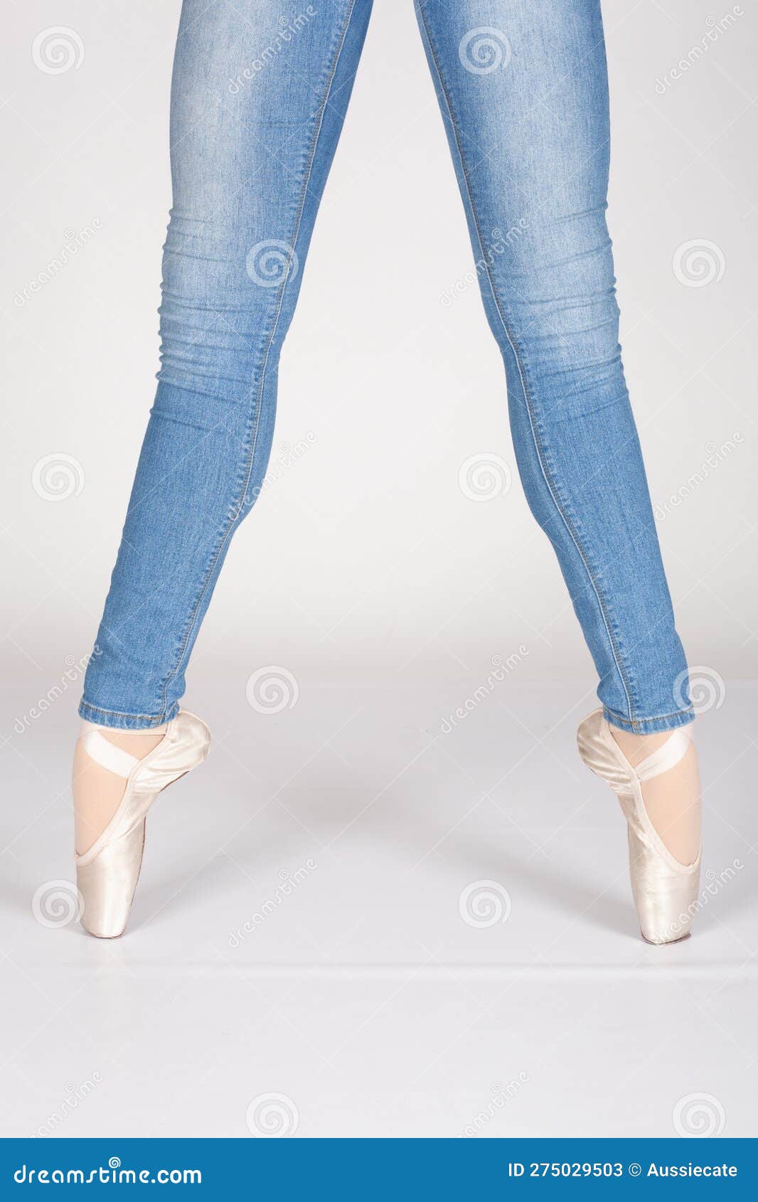 En Pointe CORRECT Second Position with Blue Jeans Front on Teachers Perspective Stock Image ...