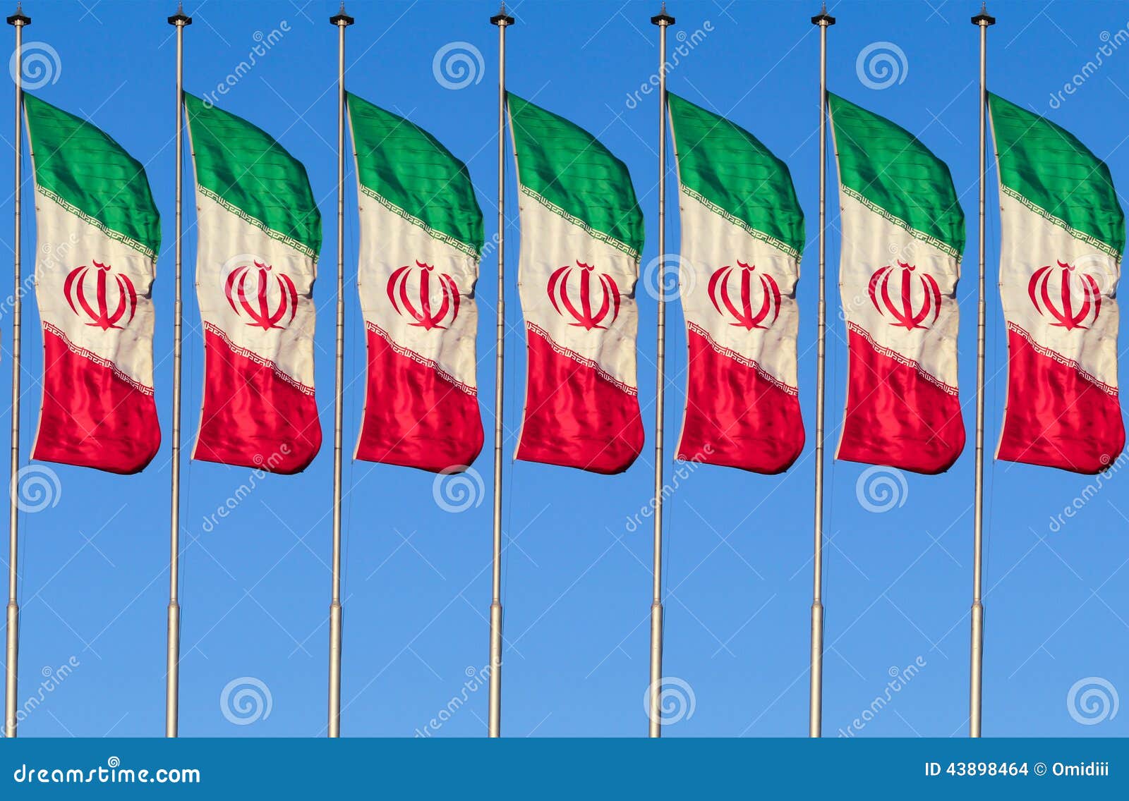 En rad av den Iran flaggan arkivfoto. Bild av flagga - 43898464