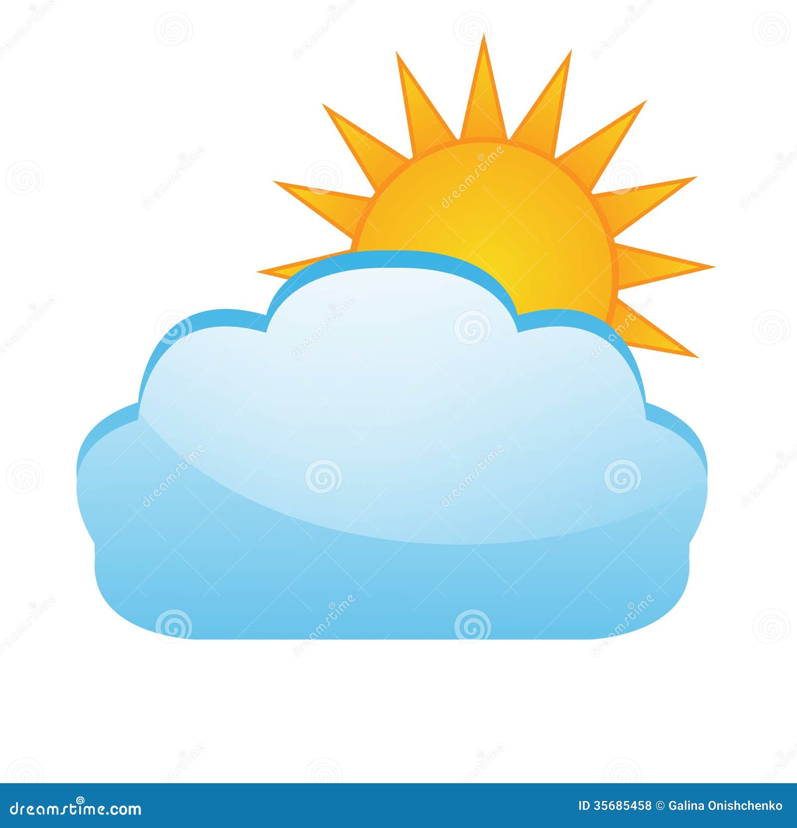 En Sol Efter Ett Moln På En Vit Bakgrund Stock Illustrationer ...