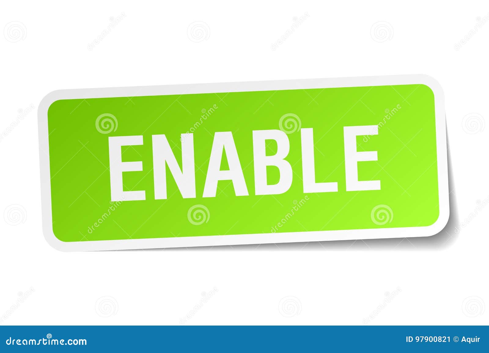 Enable sticker stock vector. Illustration of white, sticker - 97900821