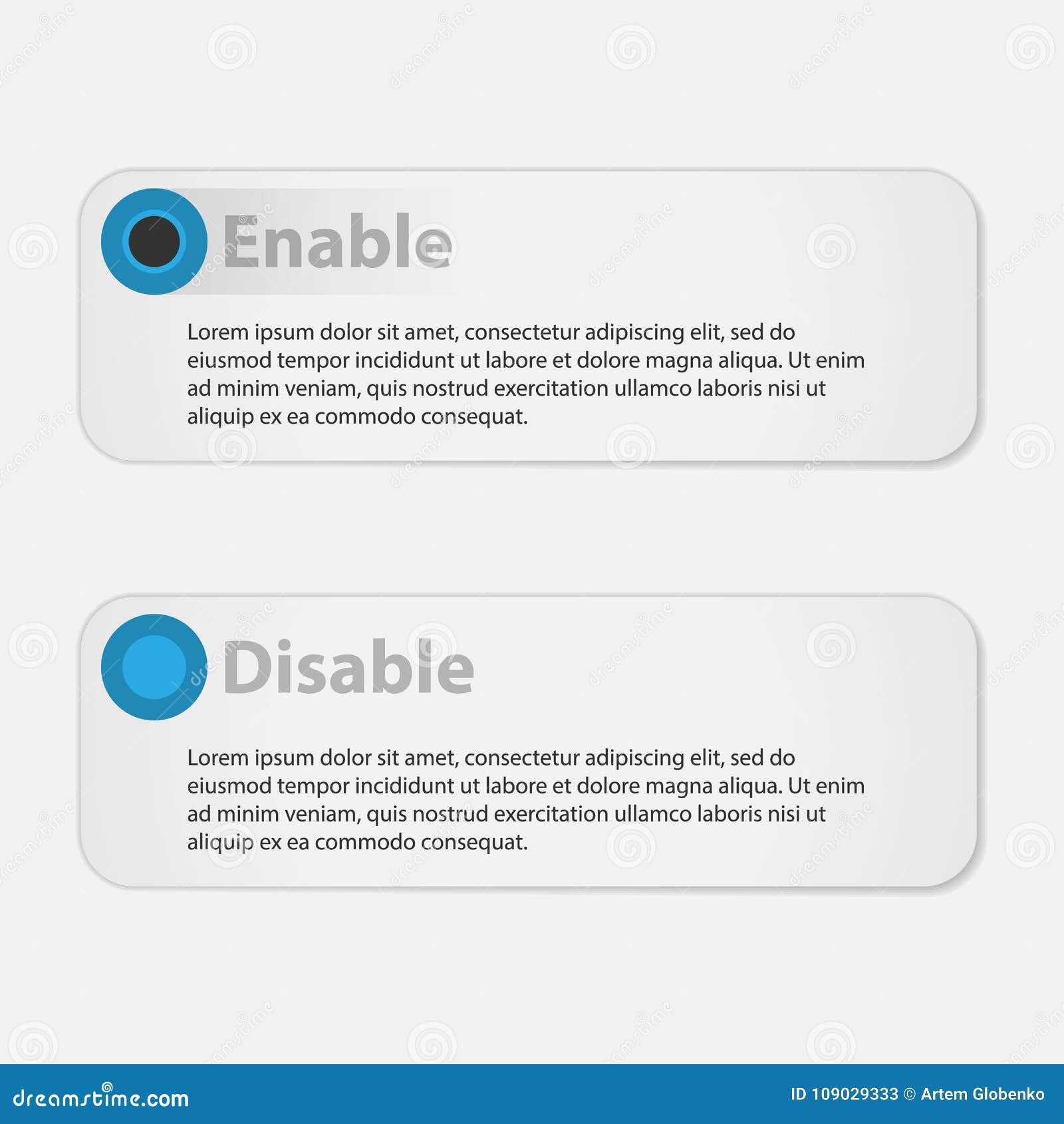 Enabled and Disabled Option. Vector Template for Text Stock Vector ...